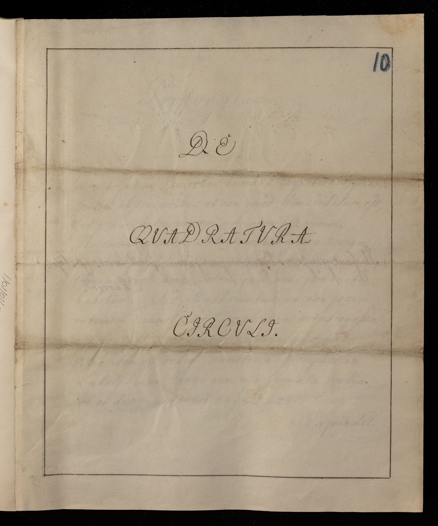 Unpublished paper and letter, 'De quadratura circuli' ['On the ...