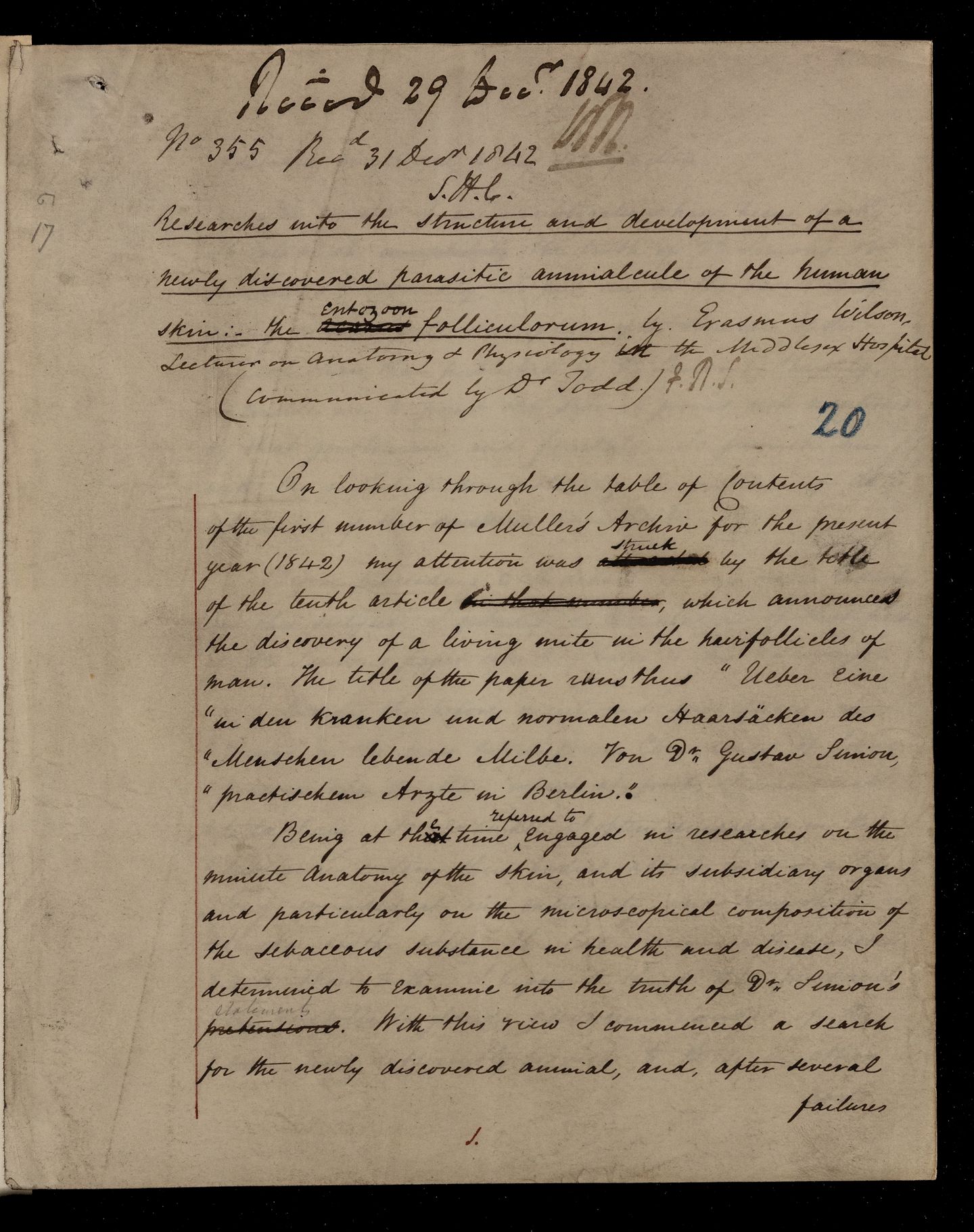 Paper, 'Researches into the structure and development of a newly ...