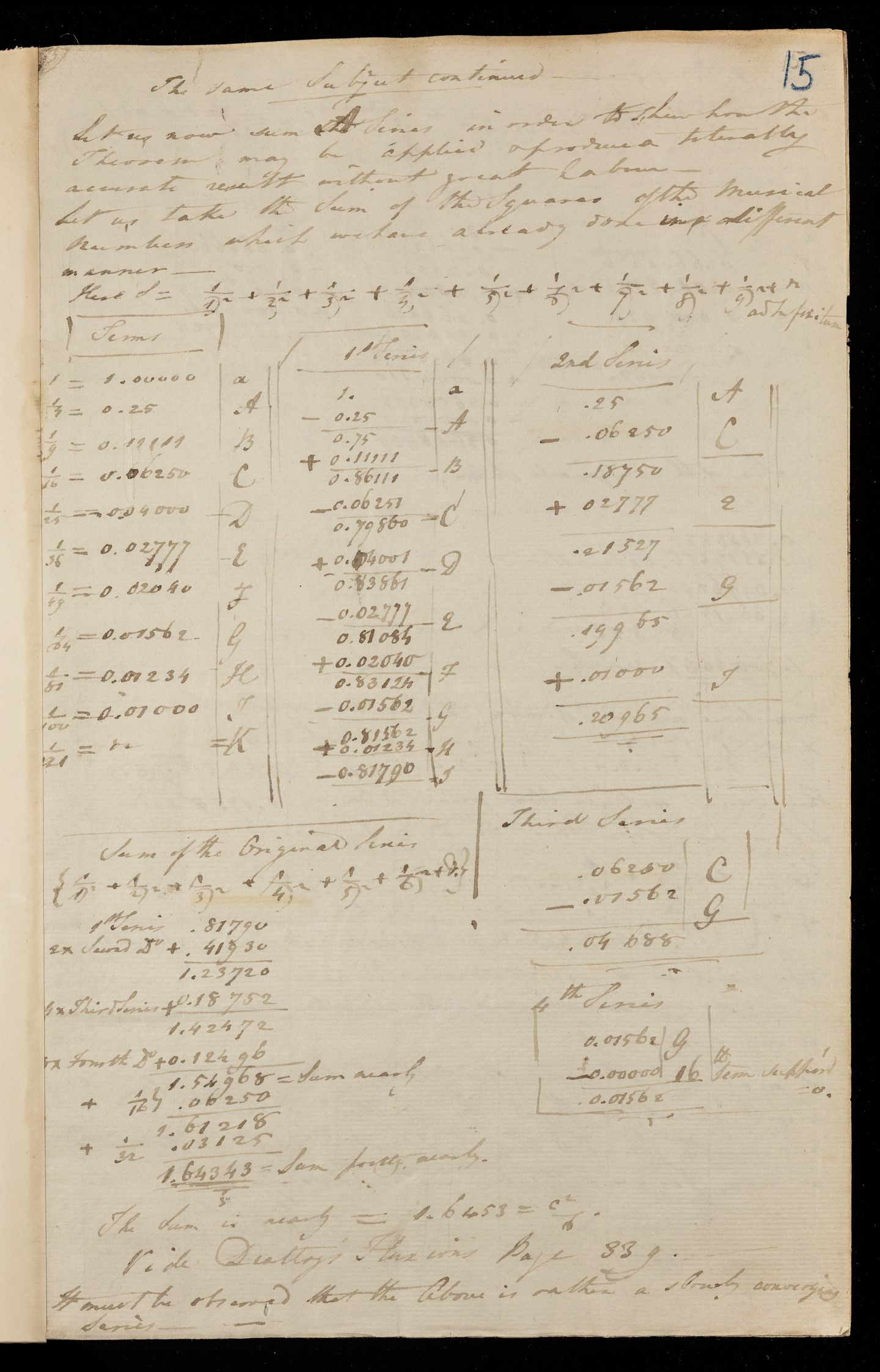 Unpublished paper, regarding infinite series by [James] Rennell | The ...
