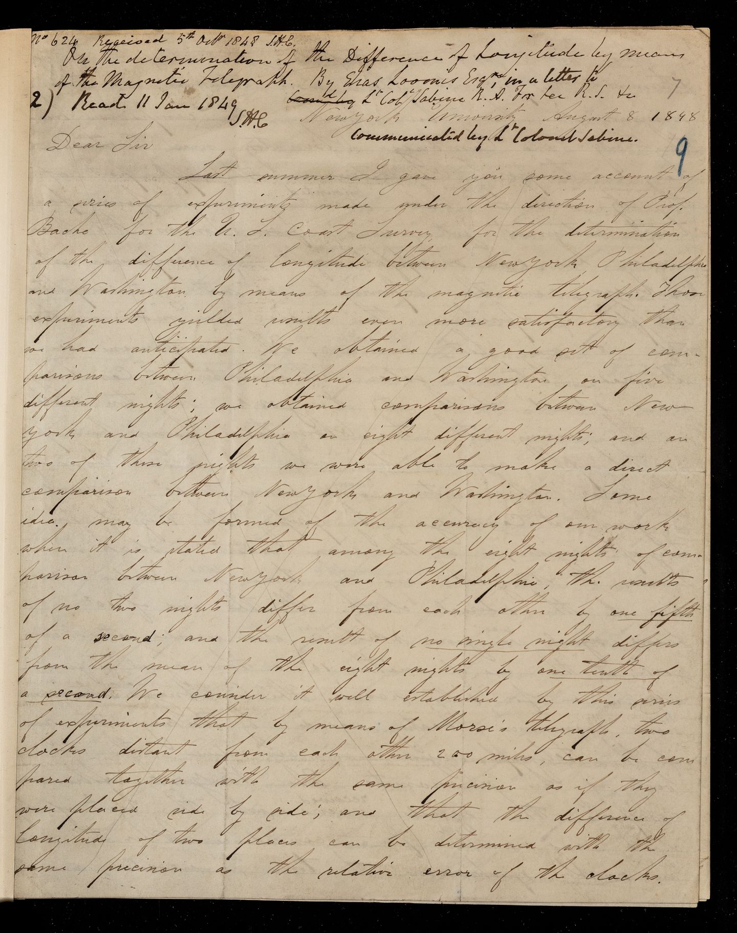 Unpublished letter, 'On the determination of the difference of ...