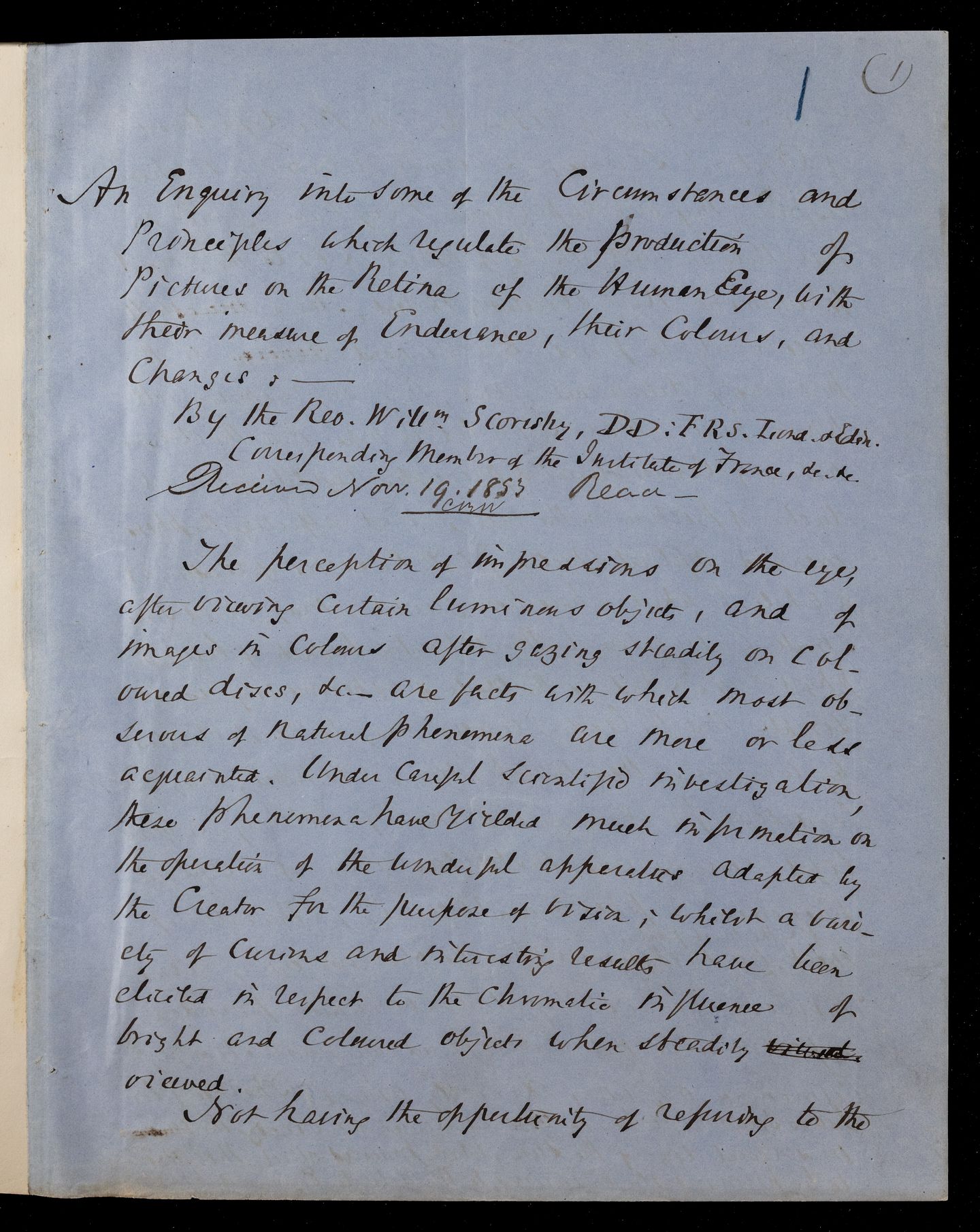 Unpublished paper, 'An enquiry into some of the circumstances and ...