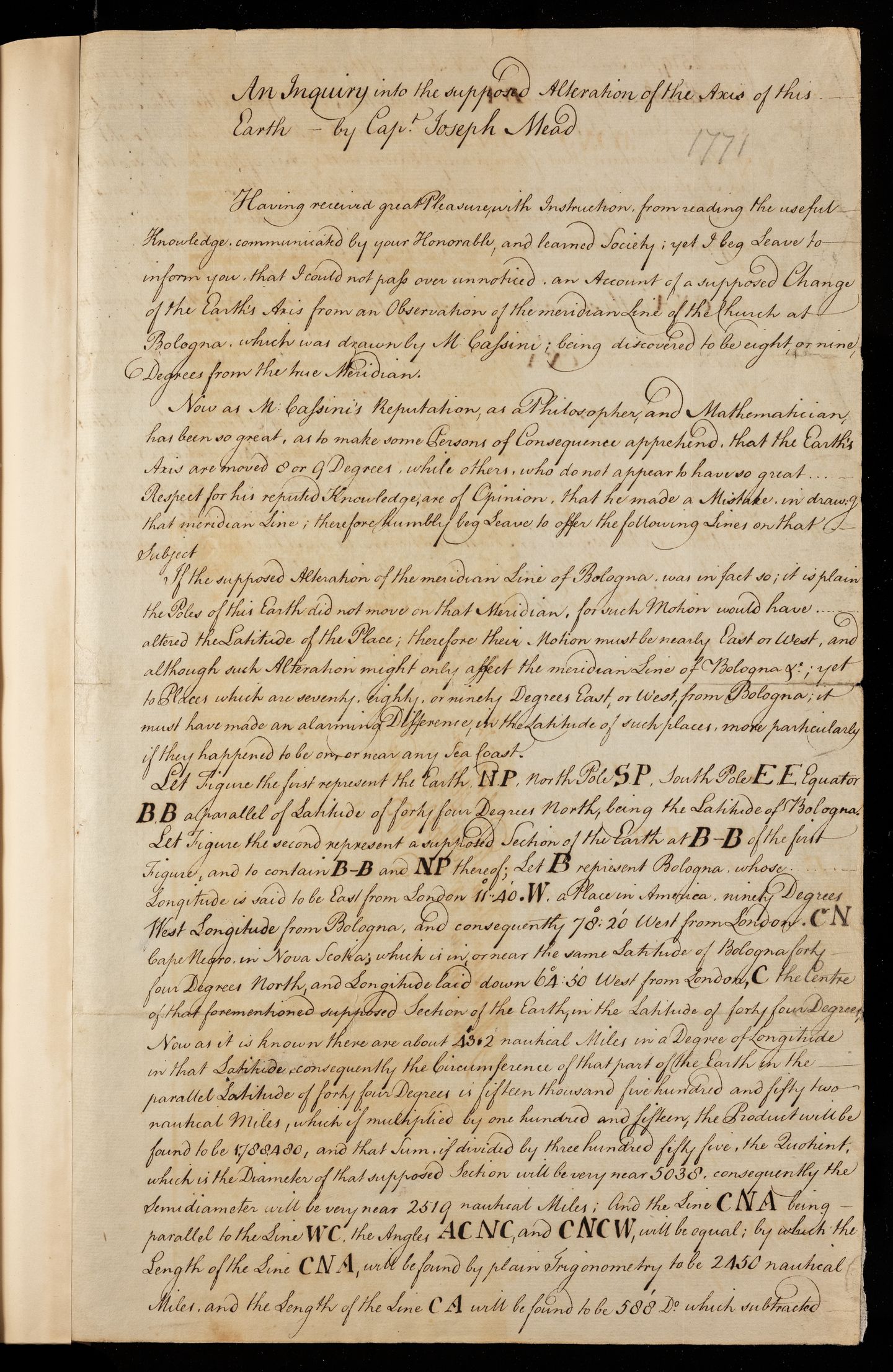 Unpublished paper, 'An inquiry into the supposed alteration of the axis ...