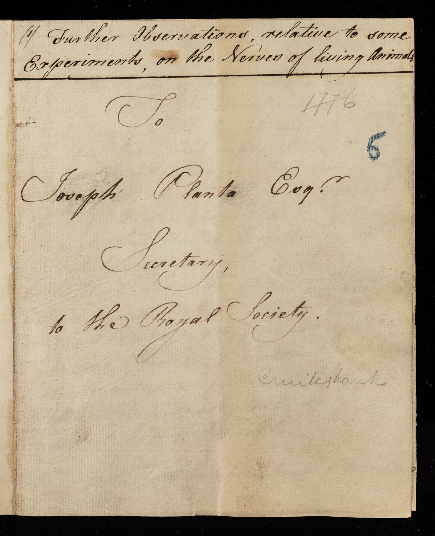 Unpublished paper, 'Further observations, relative to some experiments ...