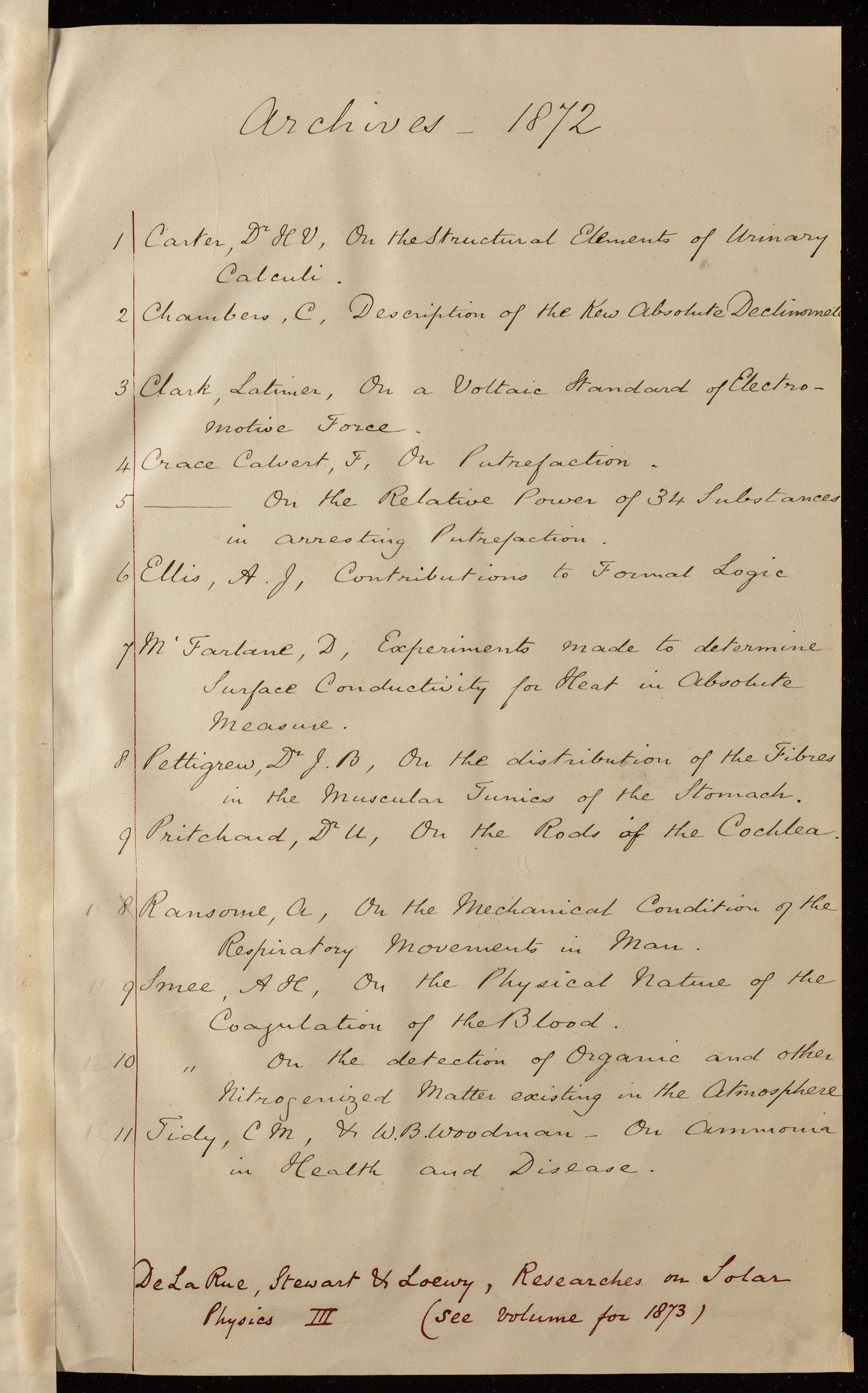 Unpublished letter, regarding 'On the structural elements of urinary ...