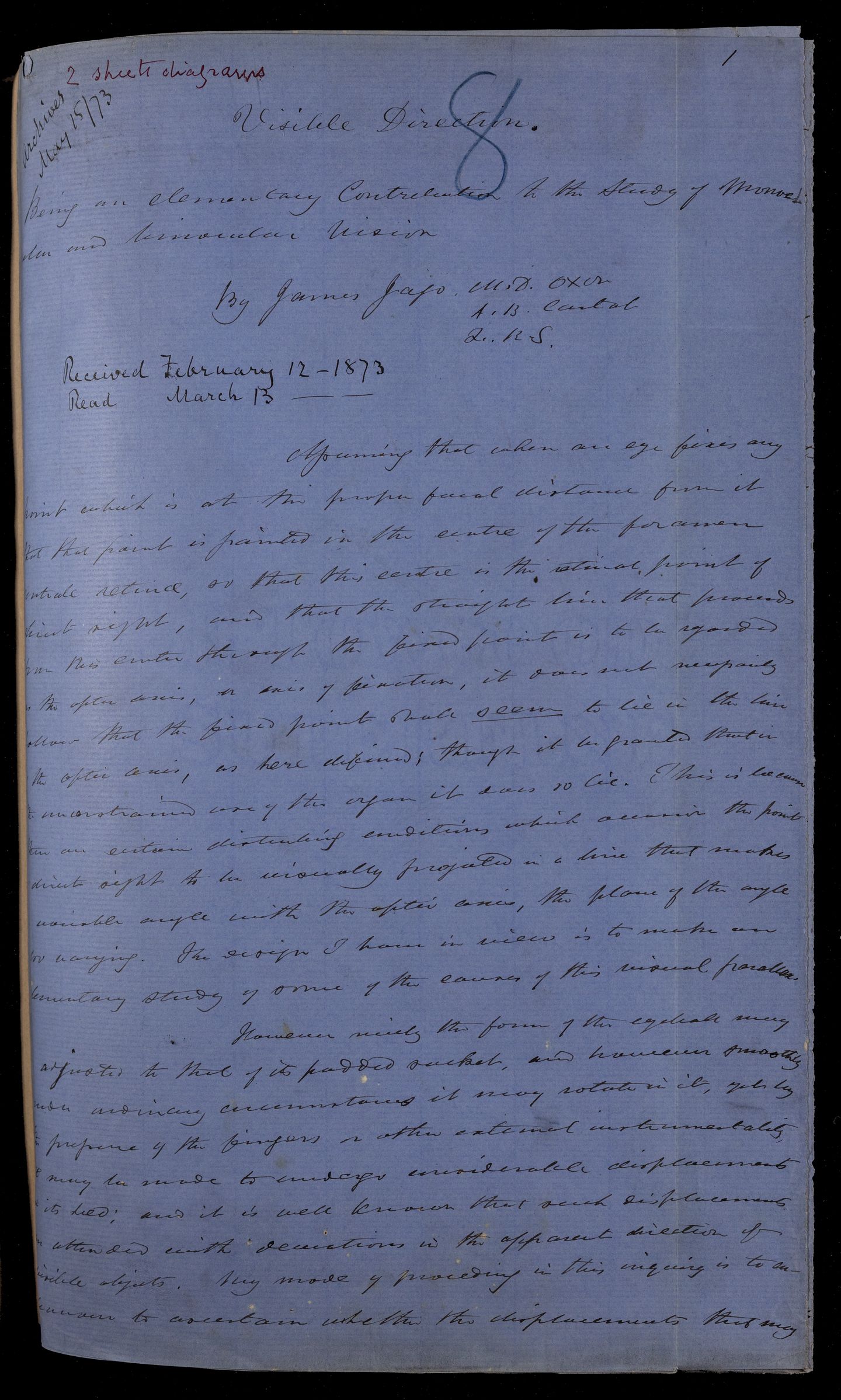 Unpublished paper, 'Visible direction: Being an elementary contribution ...