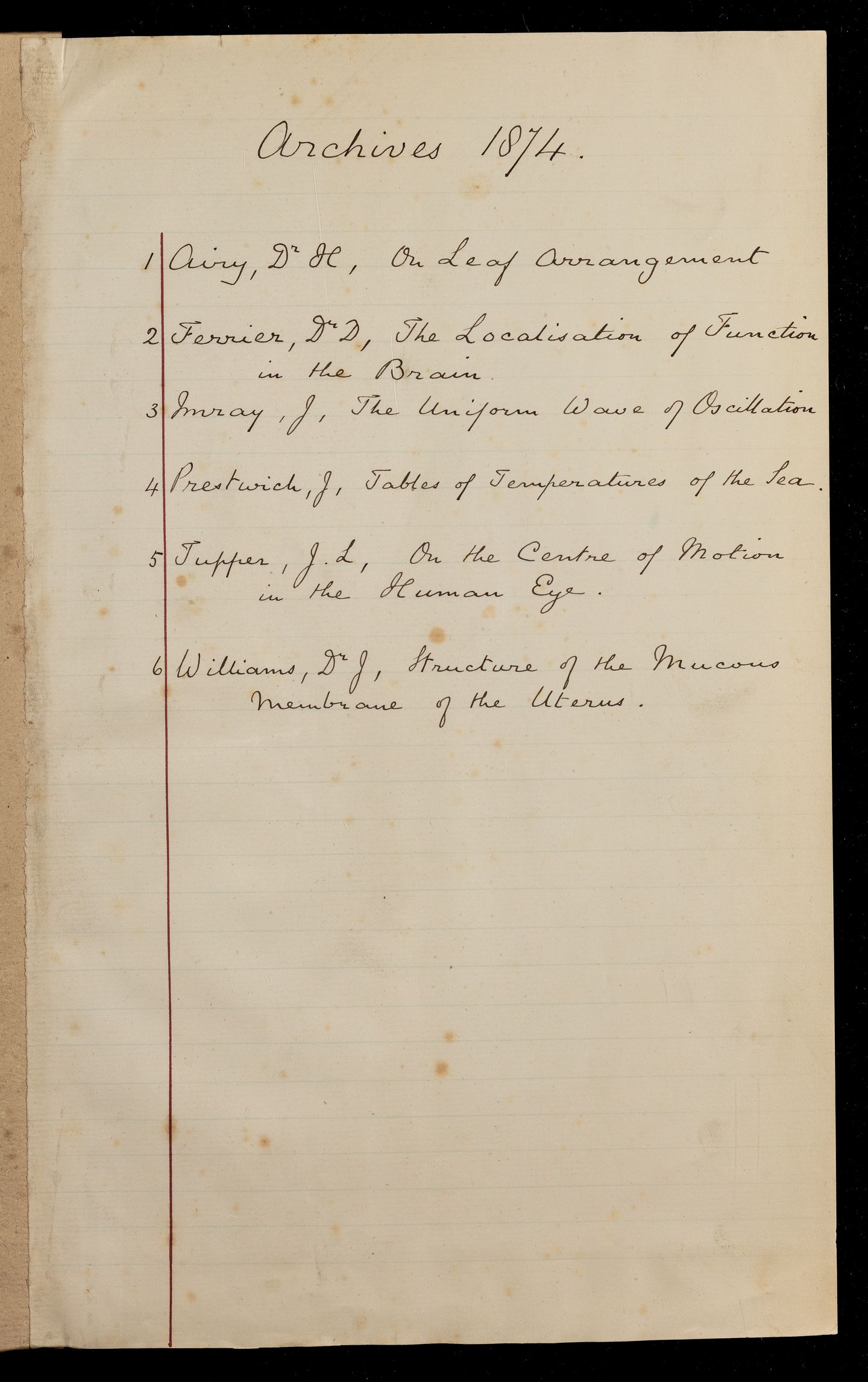 Unpublished paper, 'On leaf arrangement' by Hubert Airy | The Royal ...