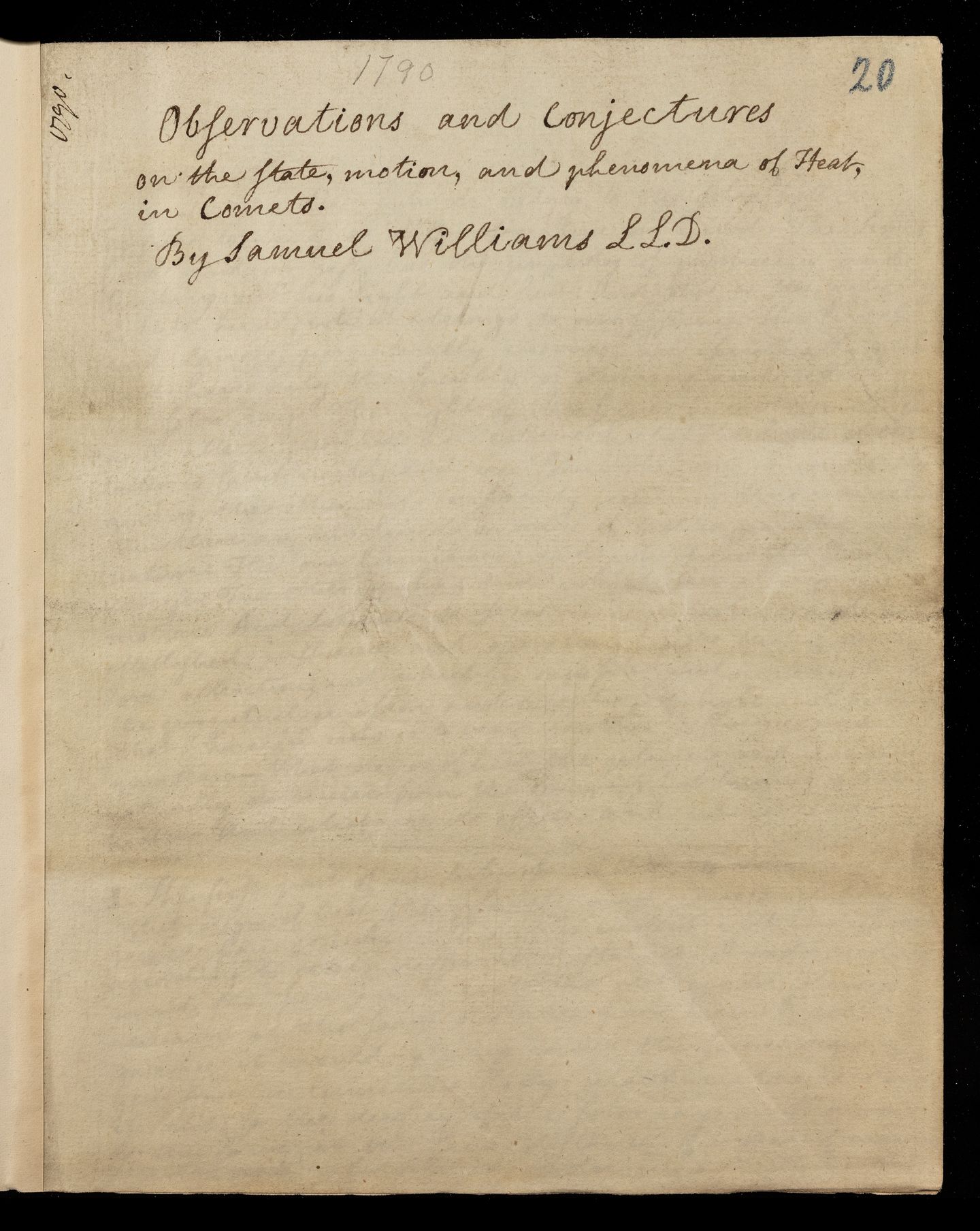 Unpublished paper, 'Observations and conjectures on the state, motion ...