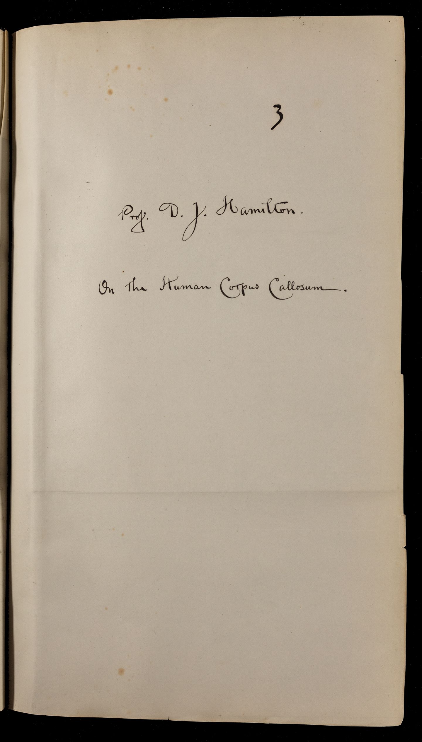 Unpublished paper, 'On the structure and functions of the human corpus ...
