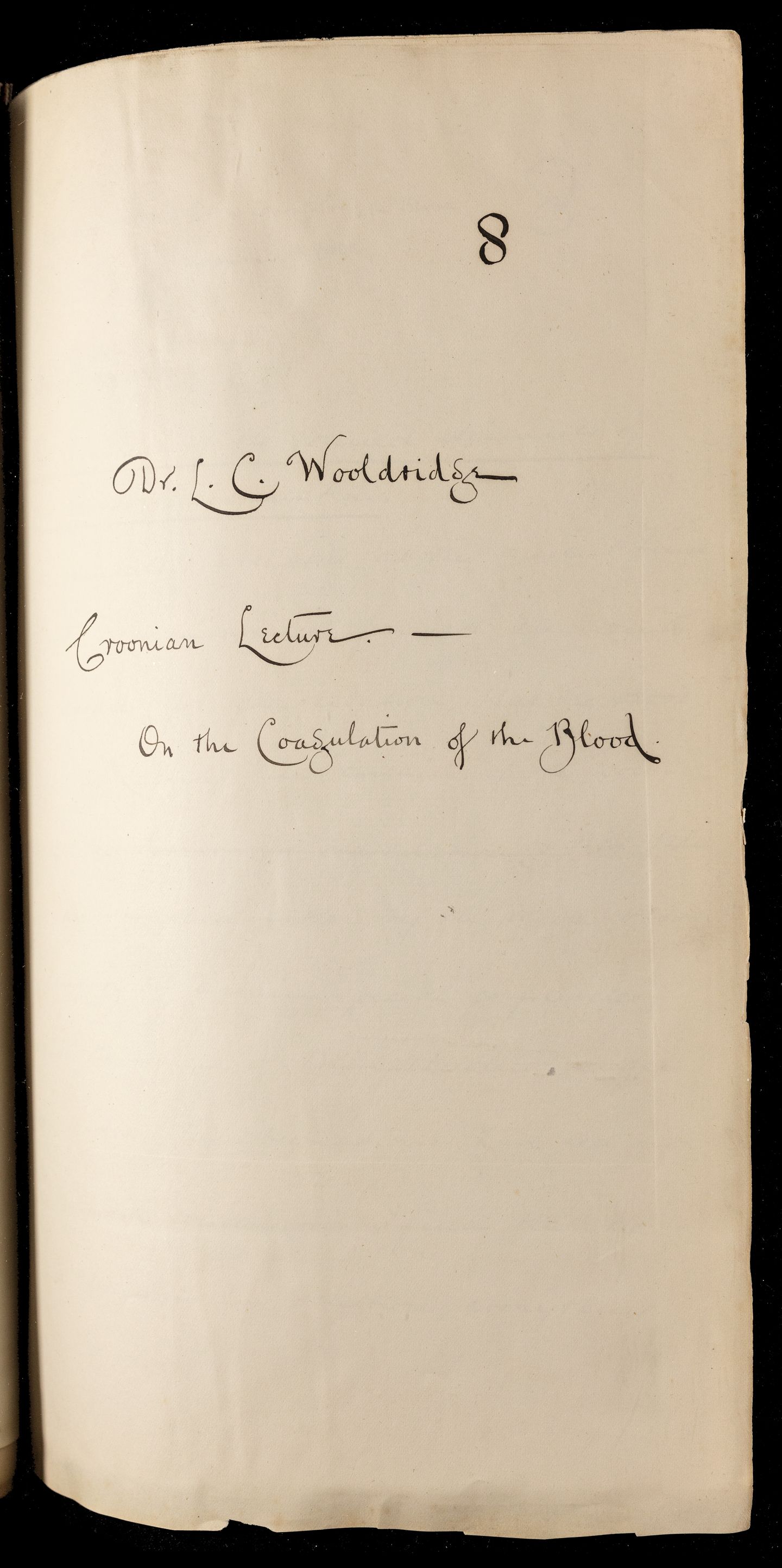 Unpublished paper, 'Croonian Lecture: On the coagulation of the blood ...