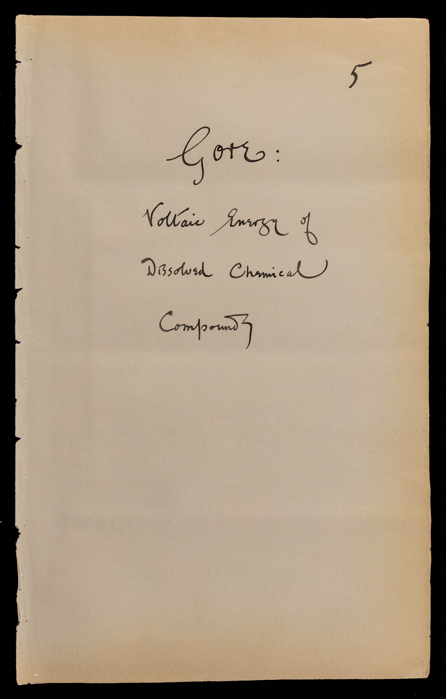 Unpublished paper, 'Relative amounts of voltaic energy of dissolved ...