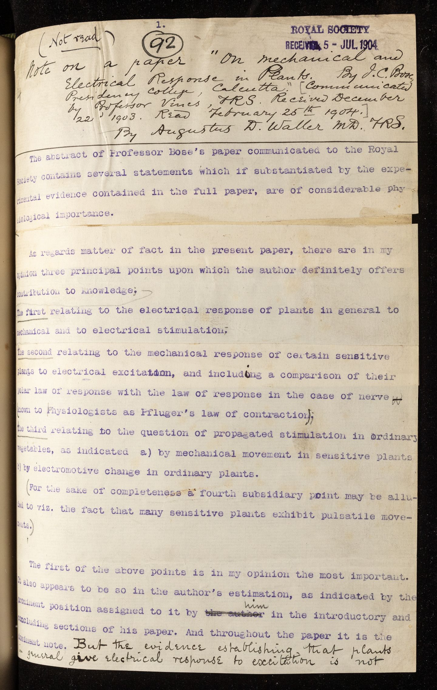 Unpublished paper, 'Note on a paper "On mechanical and electrical ...