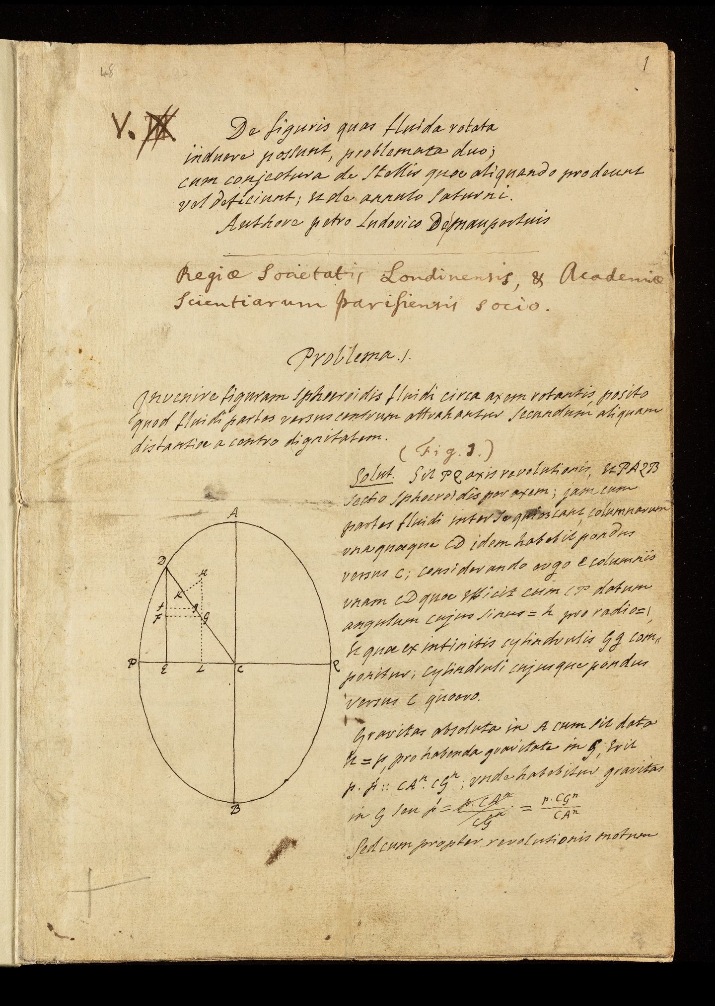 Paper, 'De figuris quas fluida rotata induere possunt, problemata duo ...