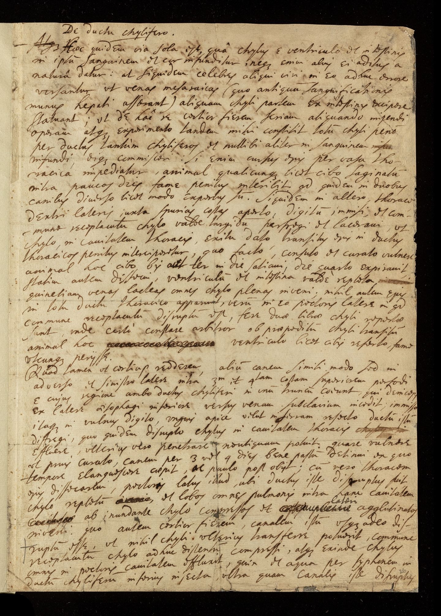 Paper, 'De ductu chylifero' by Dr [Richard] Lower | The Royal Society ...