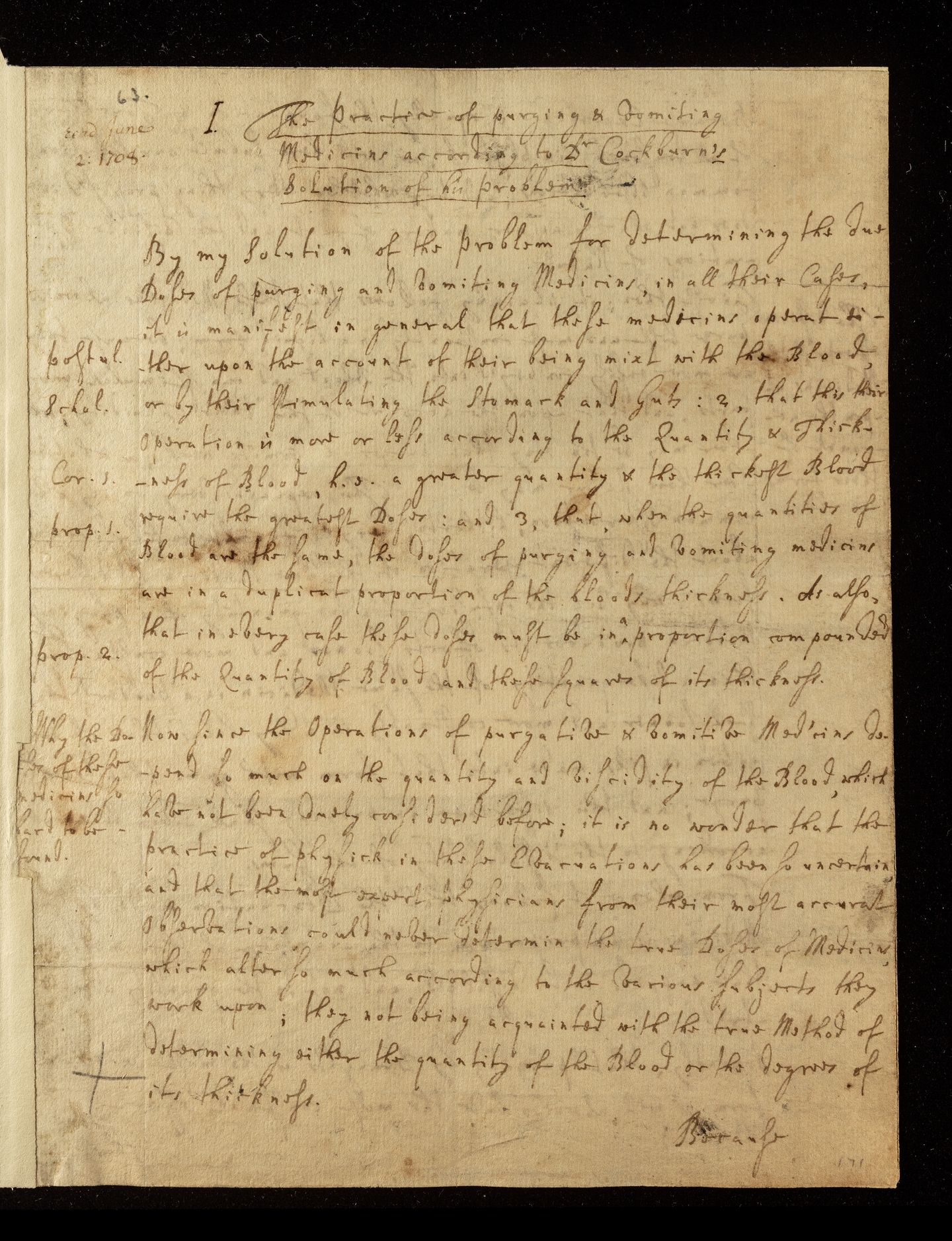 Paper, 'The practice of purging and vomiting medicine according to Dr ...