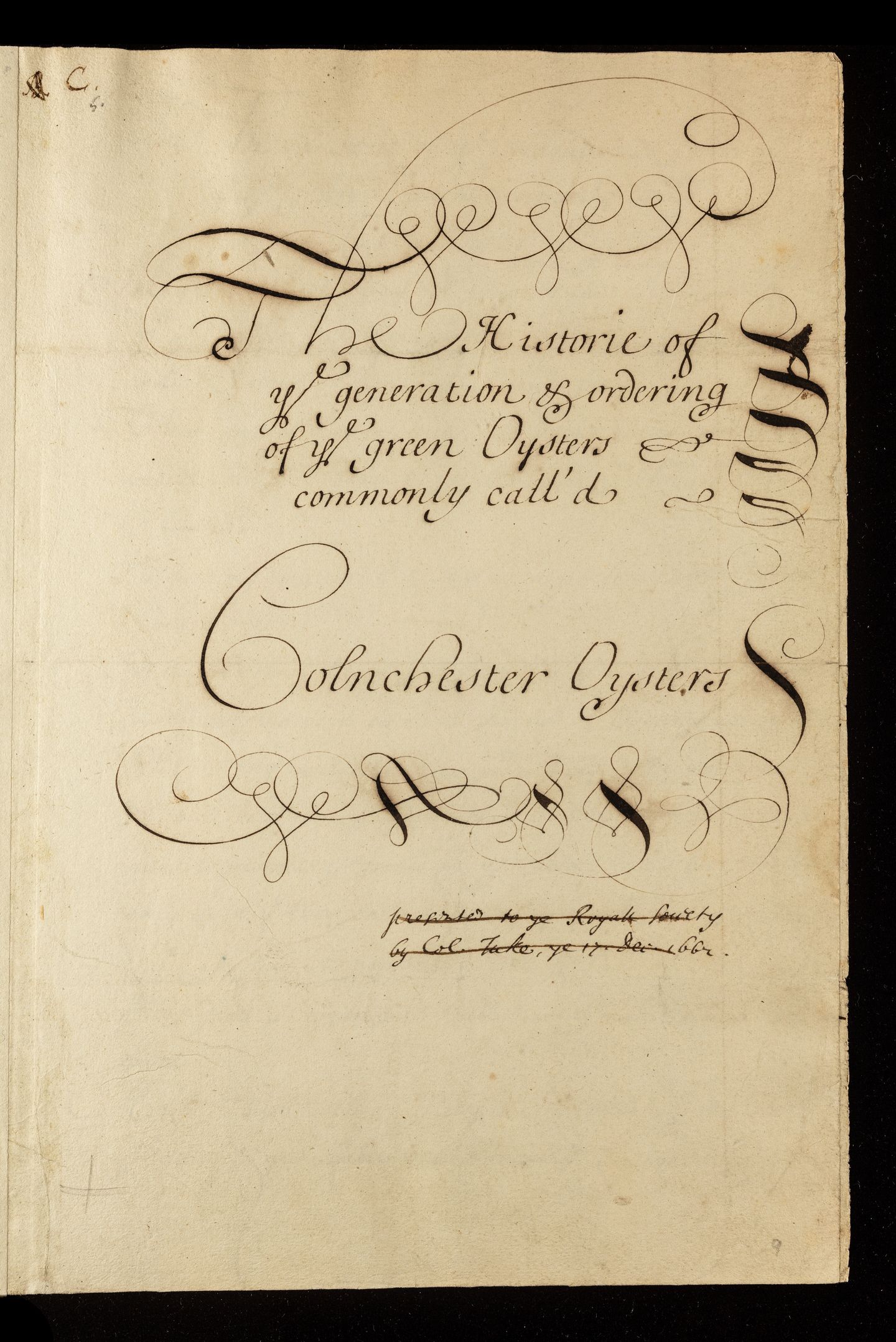 Paper, 'The historie of the generation and ordering of the green ...