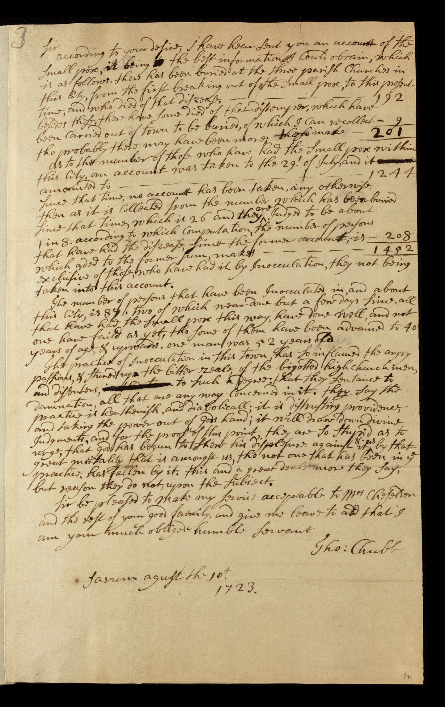 Letter, from Thomas Chubb | The Royal Society: Science in the Making