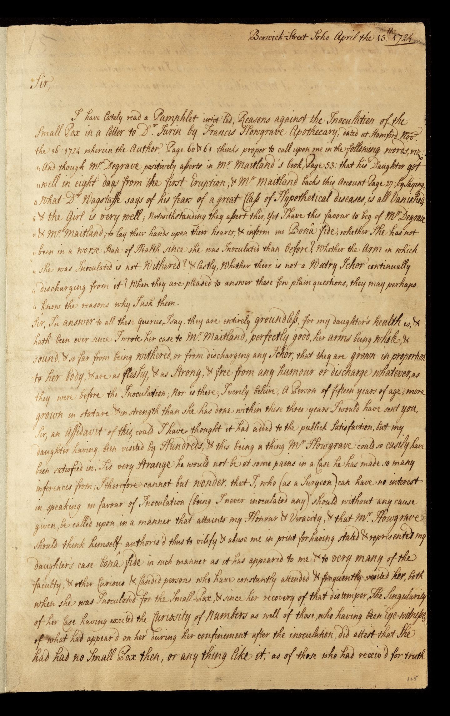 Letter, from Isaac Degrave to James Jurin | The Royal Society: Science ...