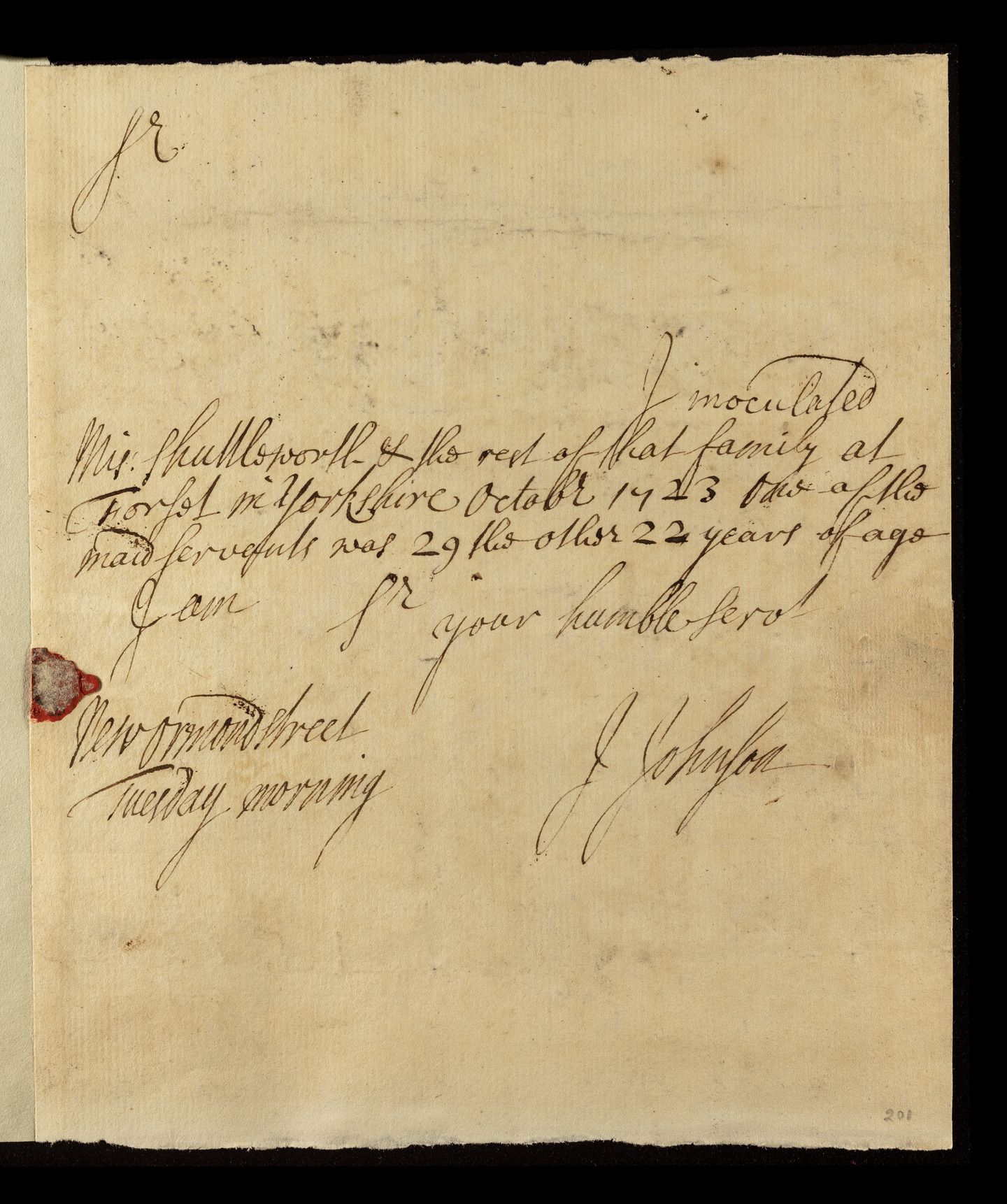 Letter, from J Johnson to James Jurin | The Royal Society: Science in ...