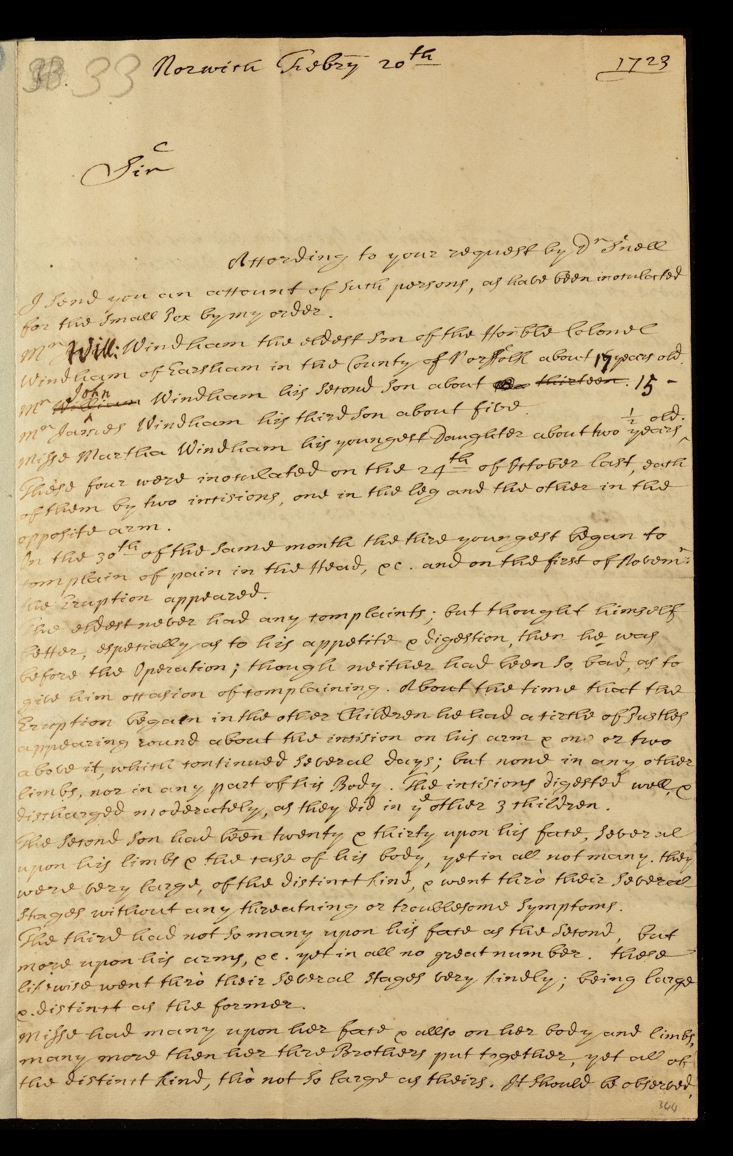 Letter, from Benjamin Wrench to James Jurin | The Royal Society ...