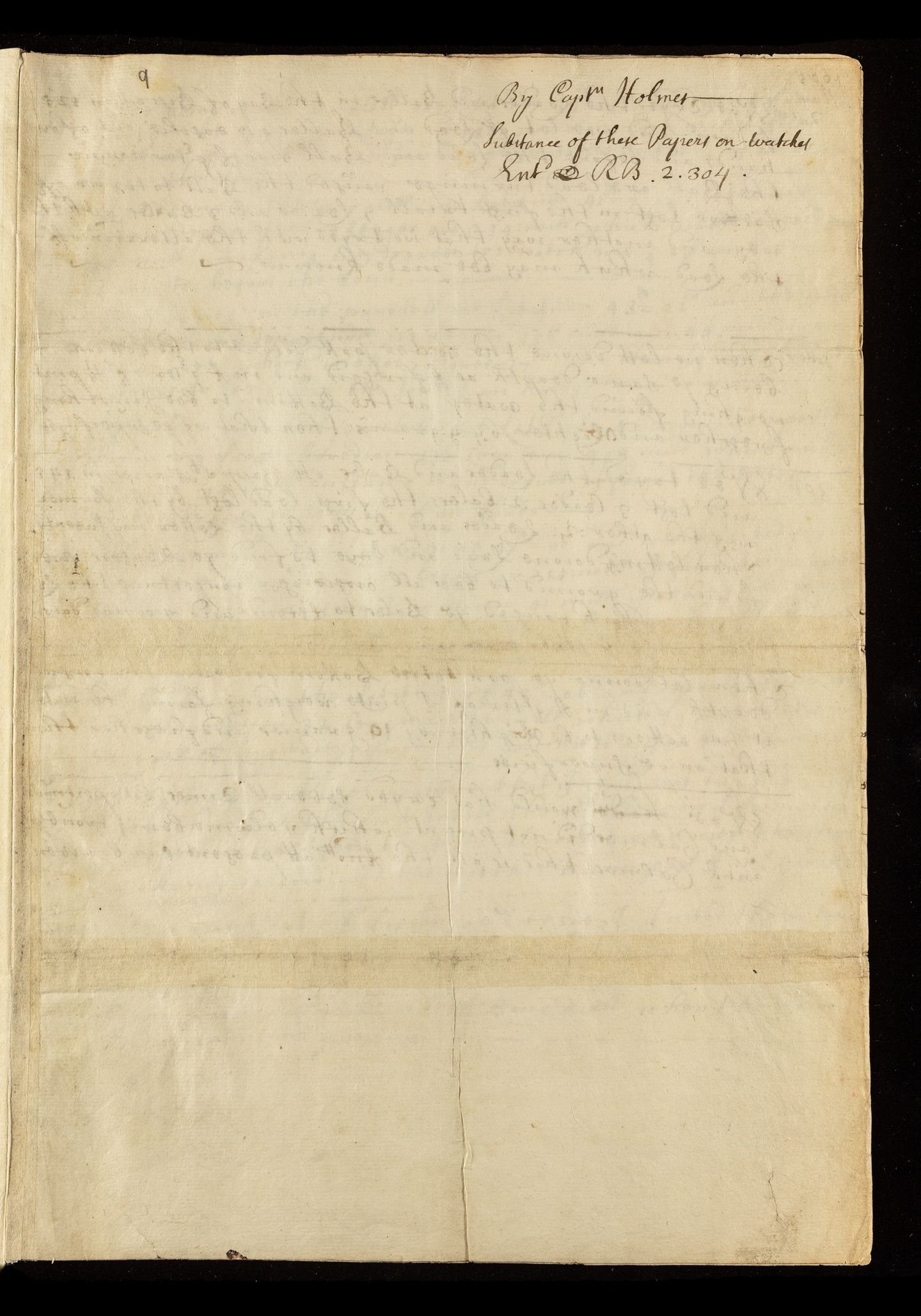 Paper, account of watches at sea from 28 April to 4 September 1663 by ...