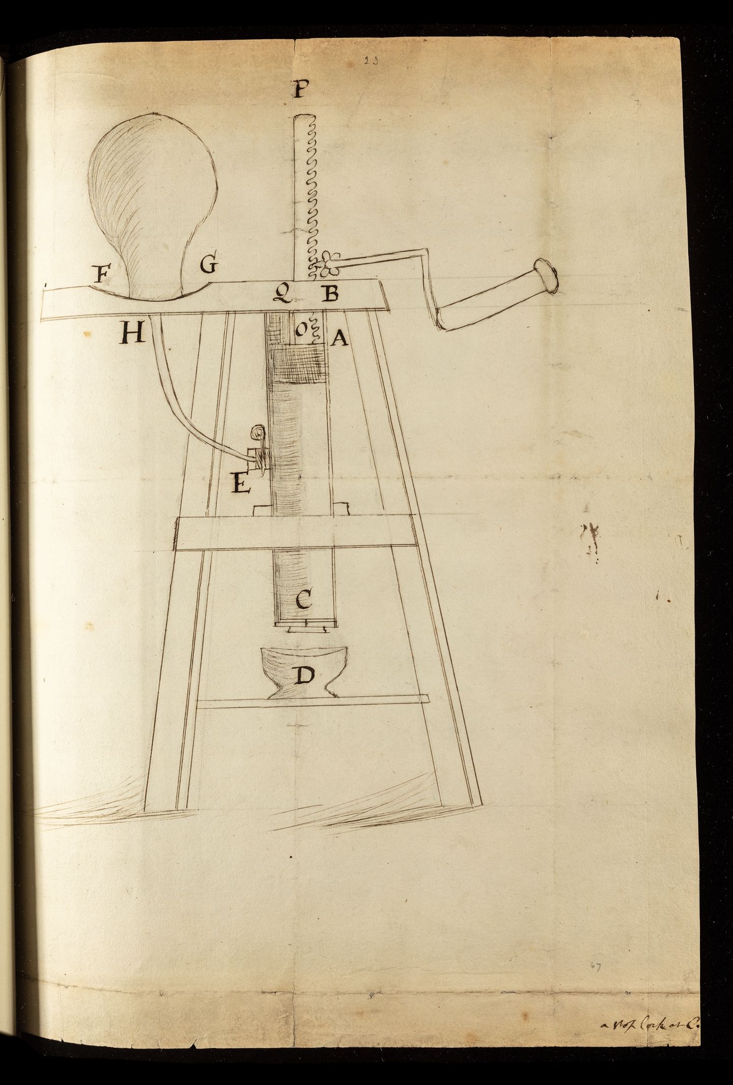 Paper, figure of 'pneumaticall engine' by Christian Huygens | The Royal ...