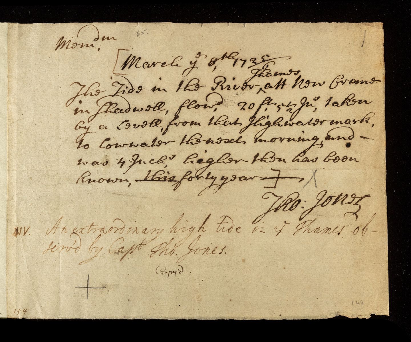 Paper, details of an extraordinary high tide observed at Shadwell ...