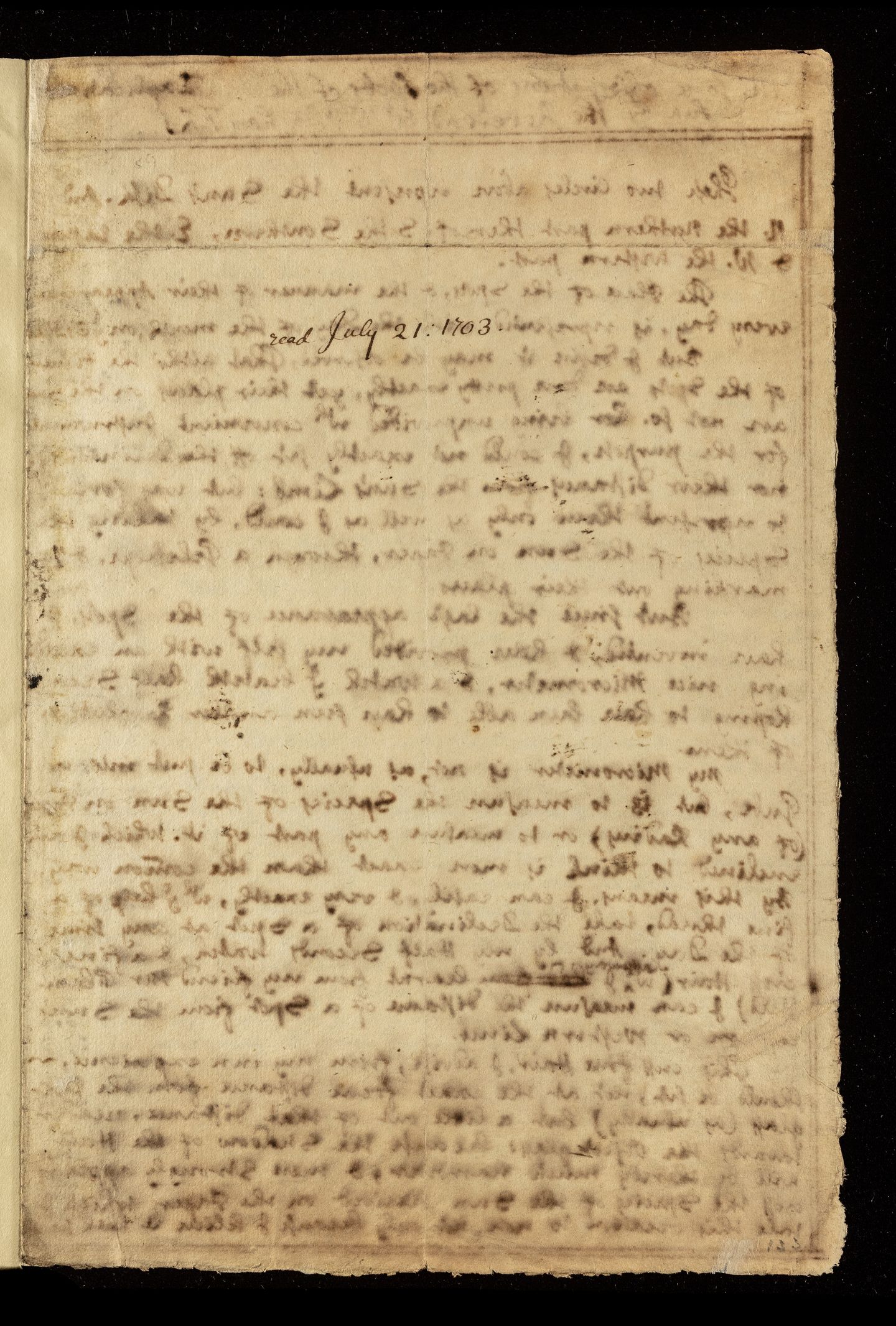 Paper, 'The appearance of the spots on the Sun in June and July 1703 ...