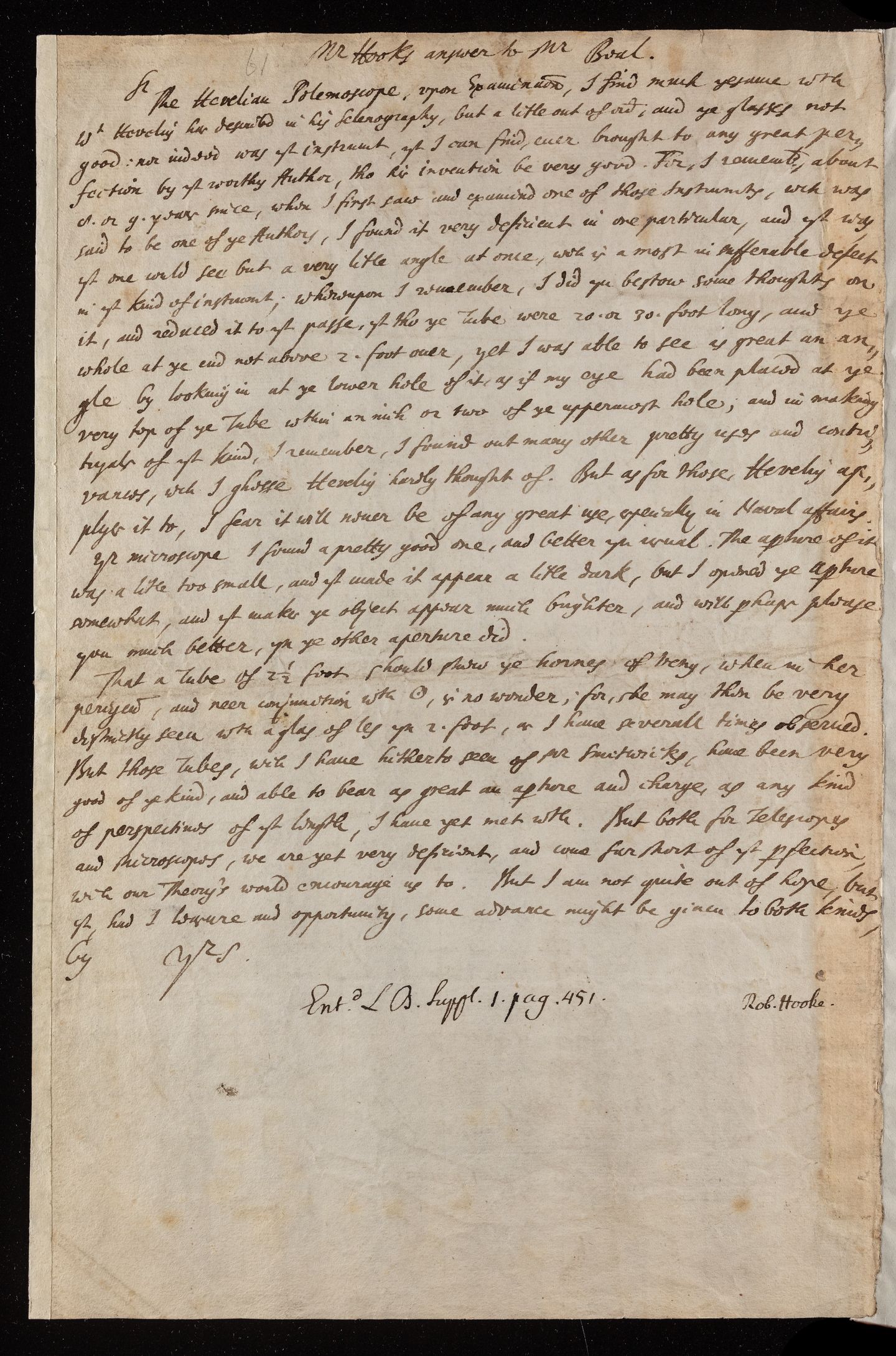 Letter, from Robert Hooke to John Beale | The Royal Society: Science in ...