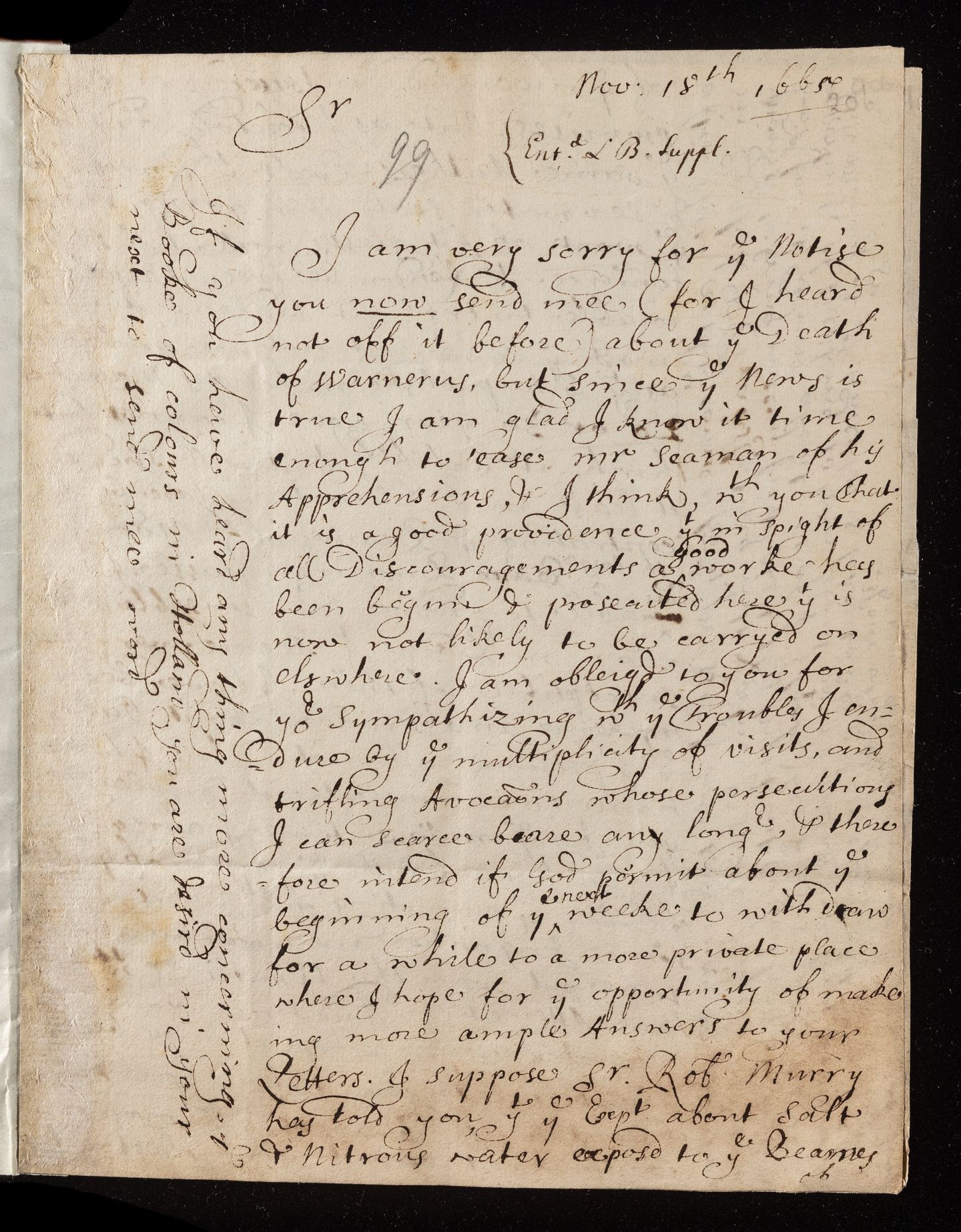 Letter, from Robert Boyle to Henry Oldenburg | The Royal Society ...
