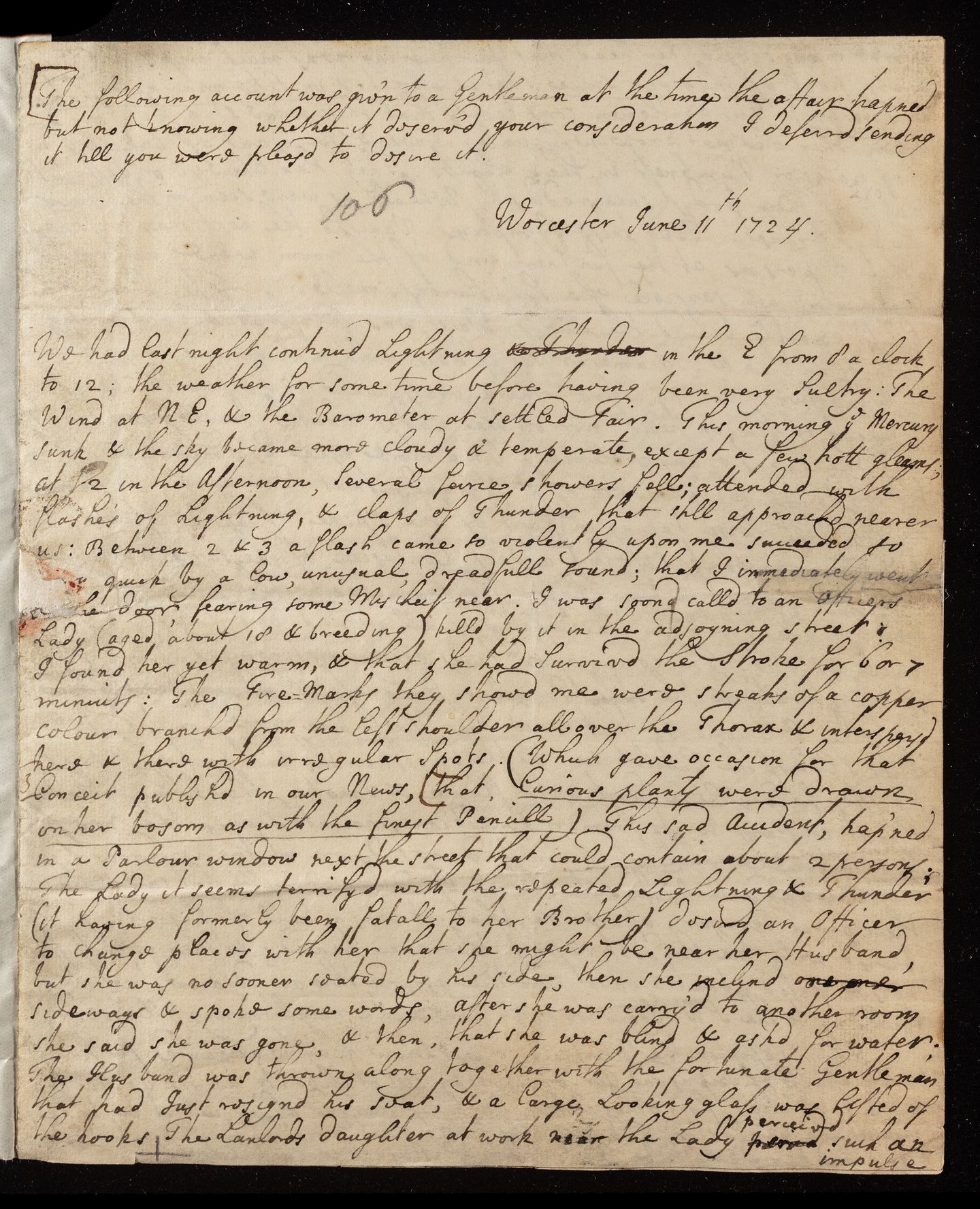 Letter, from Richard Beard to James Jurin, dated at Worcester | The ...