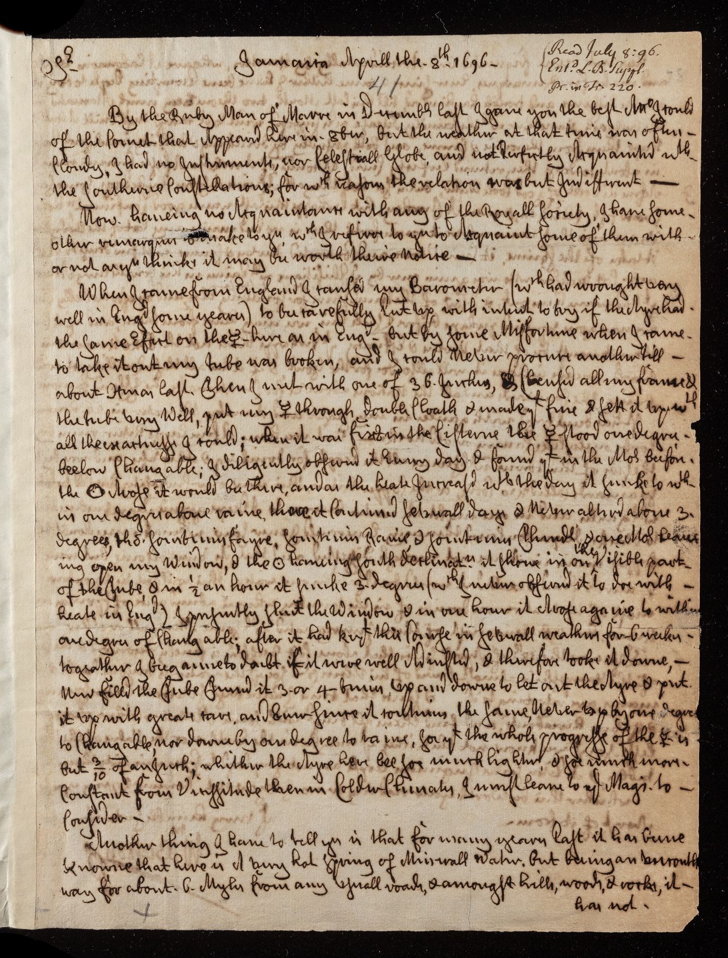 Letter, from William Beeston to Charles Bernard at the Old Bailey ...