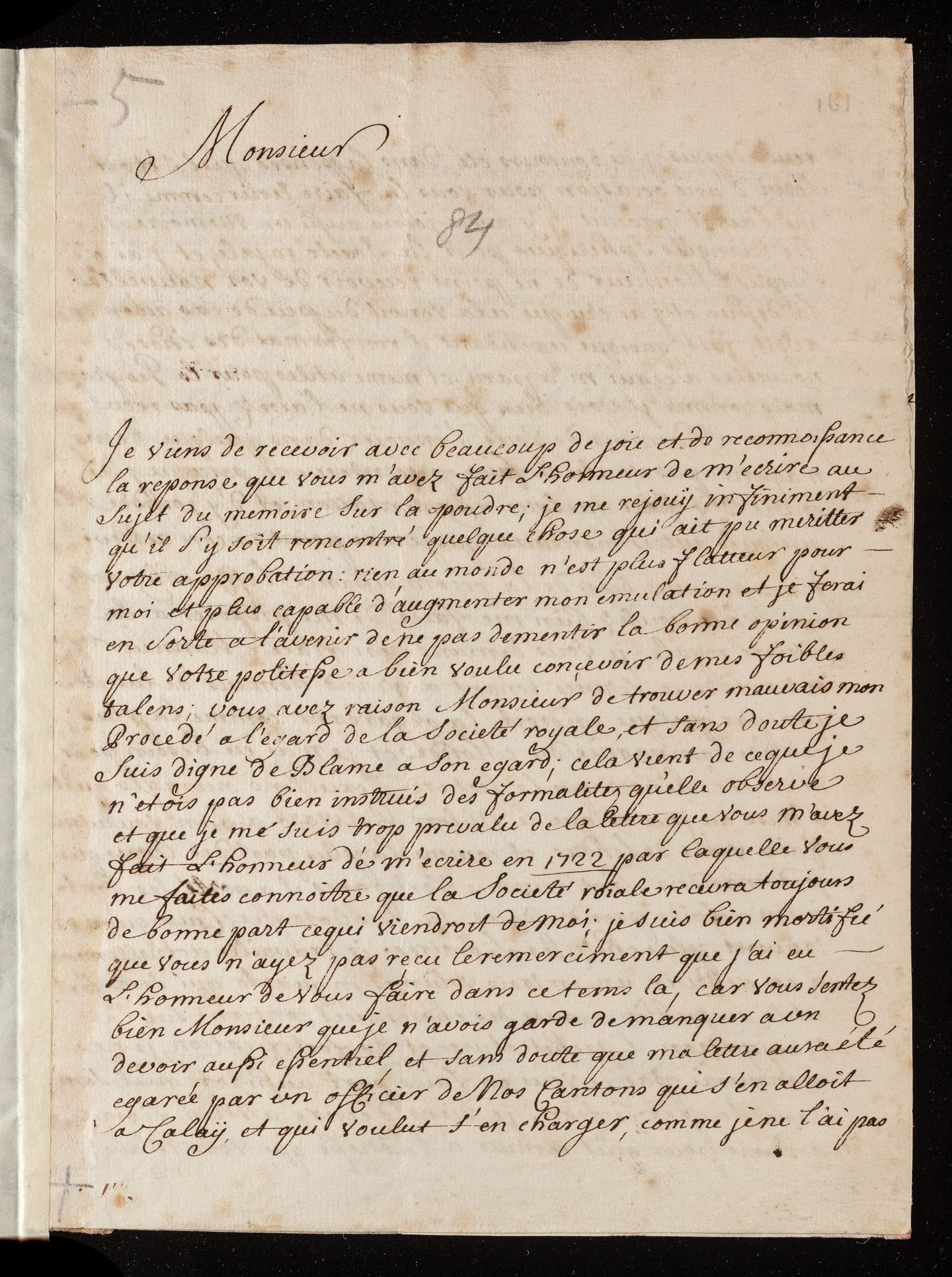 Letter, from Bernard Forest de Belidor to James Jurin, dated at La Fere ...