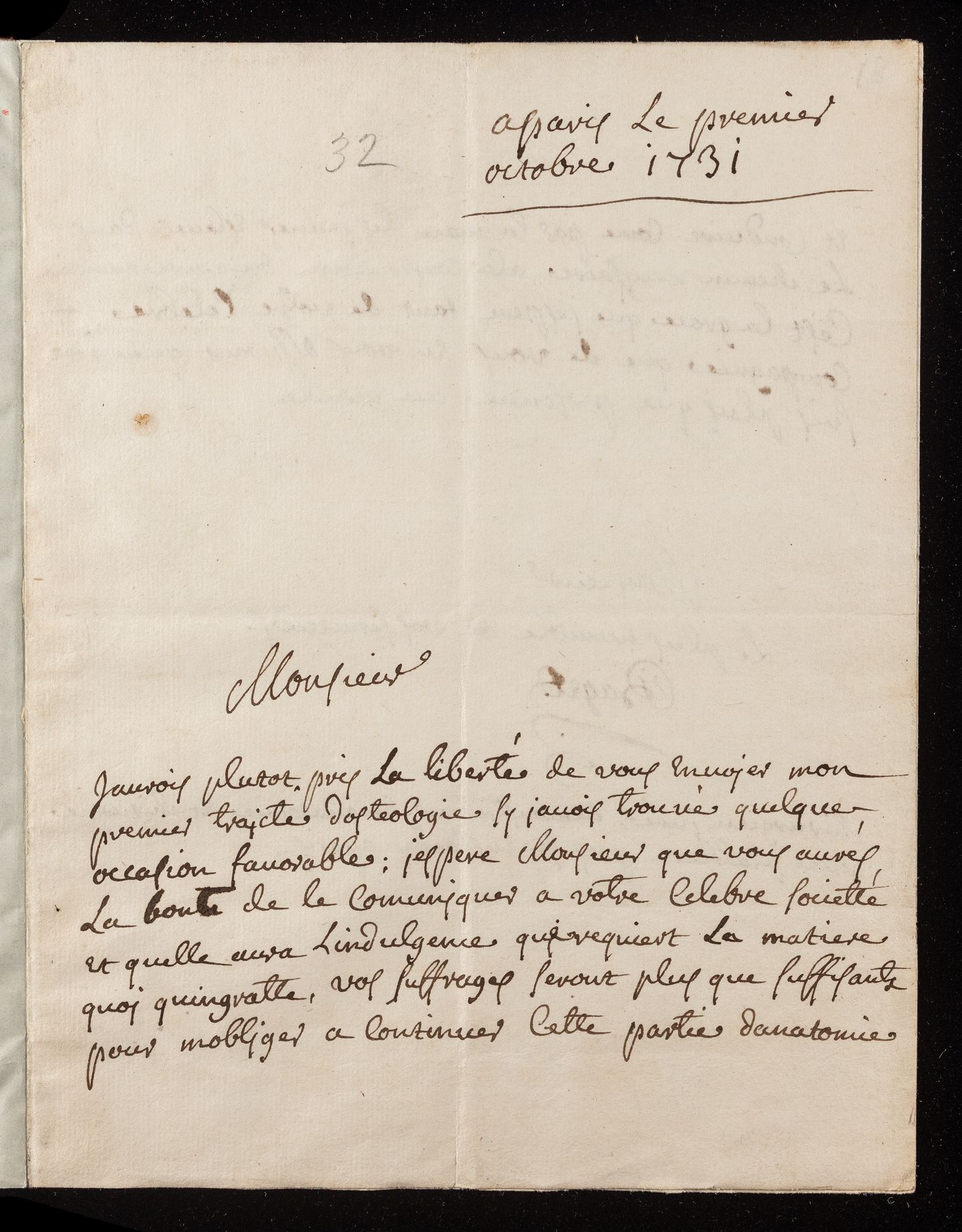 Letter, from F Baget to James Jurin, dated at Paris | The Royal Society ...