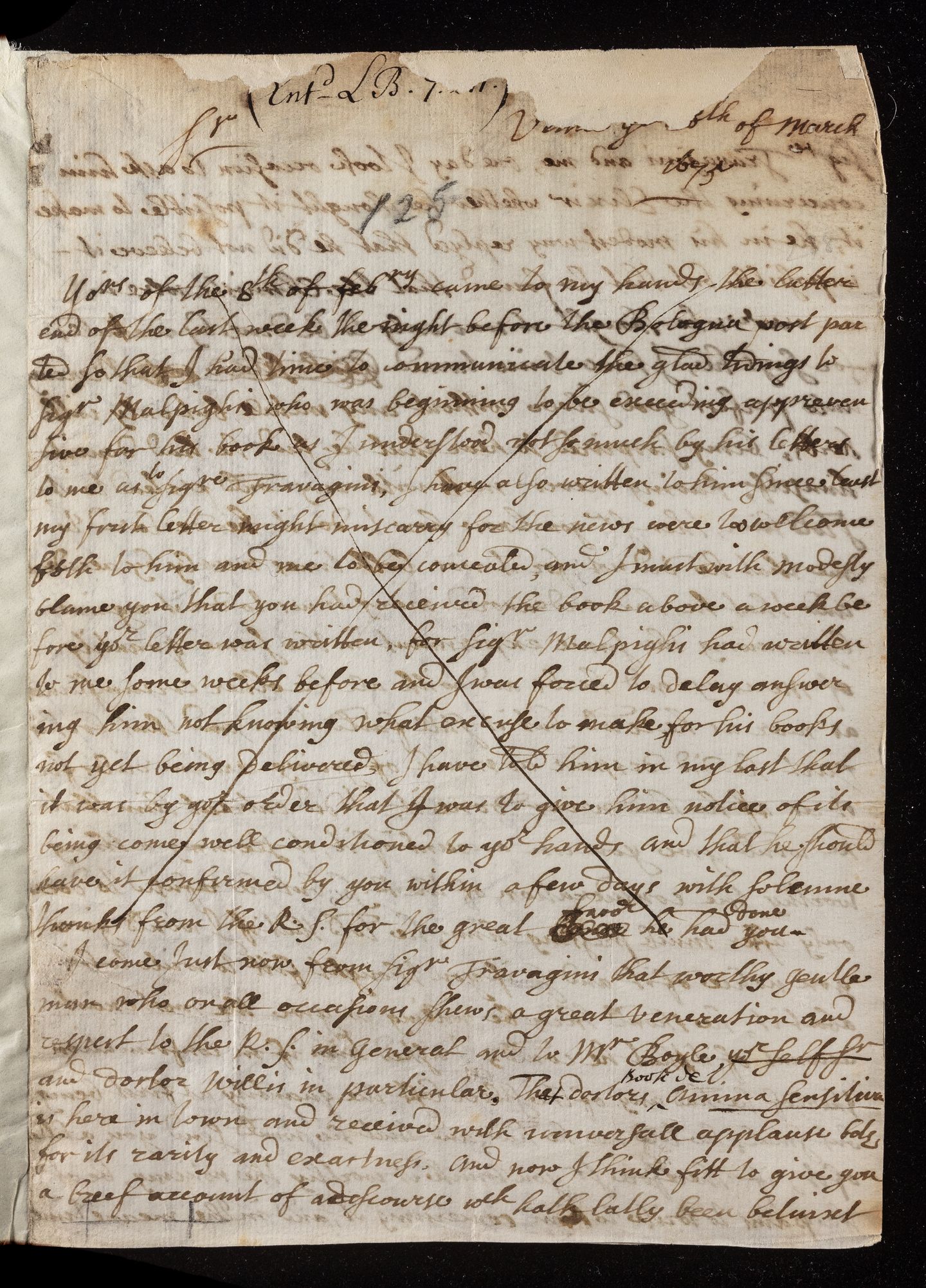 Letter, from James Crawford to Henry Oldenburg, dated at Venice | The ...