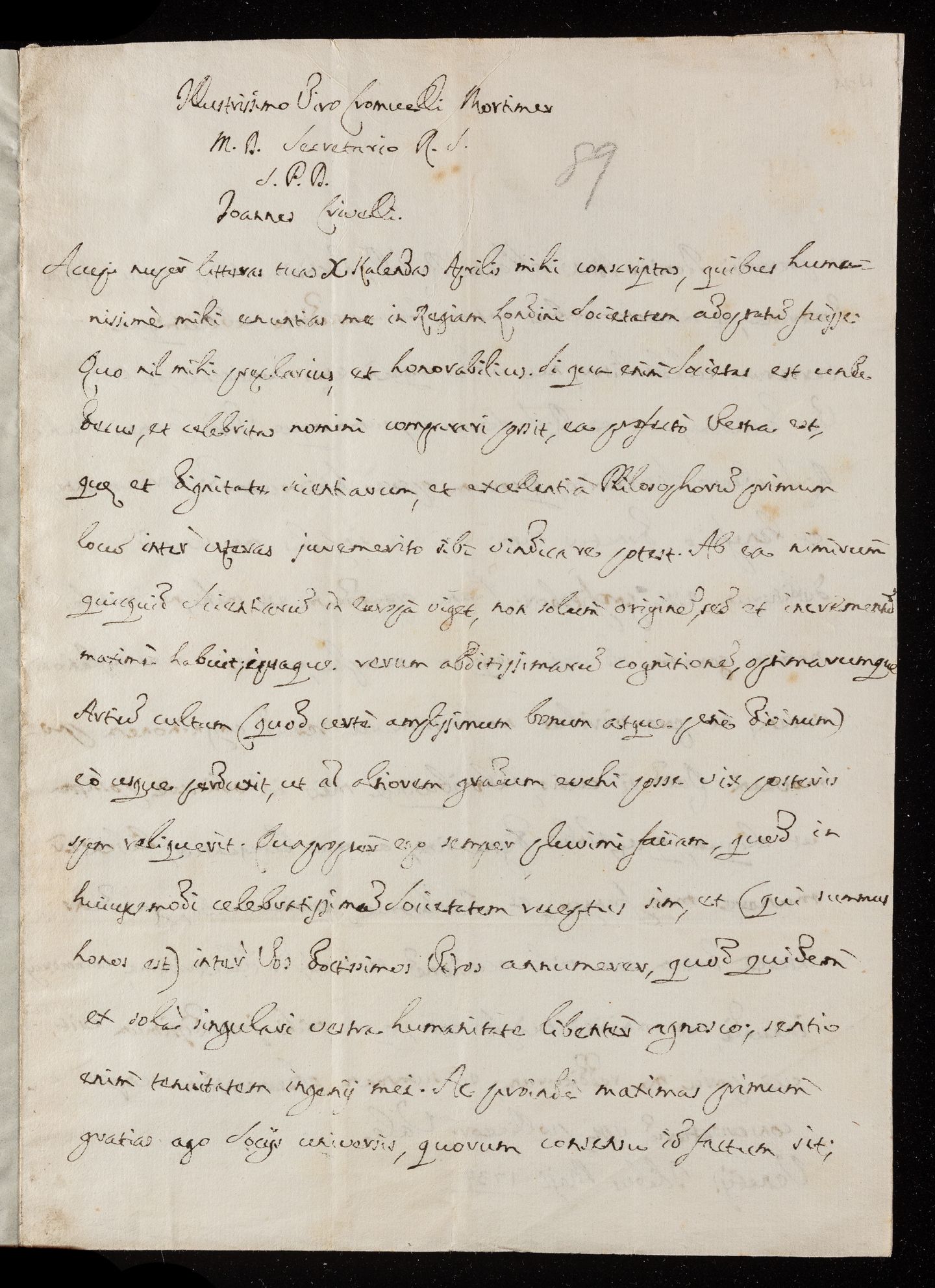 Letter From John Crivelli To Cromwell Mortimer Dated At Venice The letter-from-john-crivelli-to-cromwell-mortimer-dated-at-venice-the