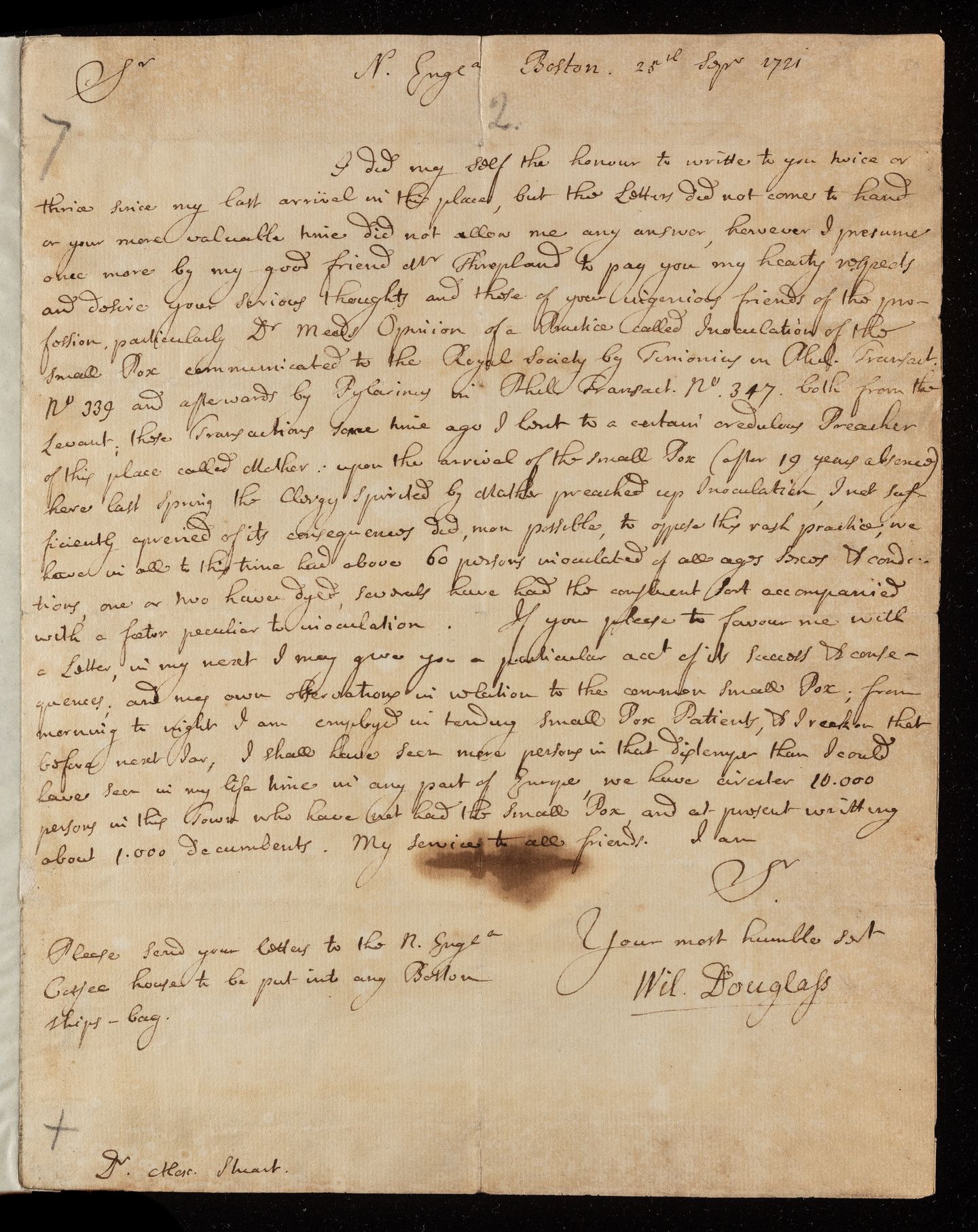 Letter, from William Douglas to Alexander Stuart, dated at Boston | The ...