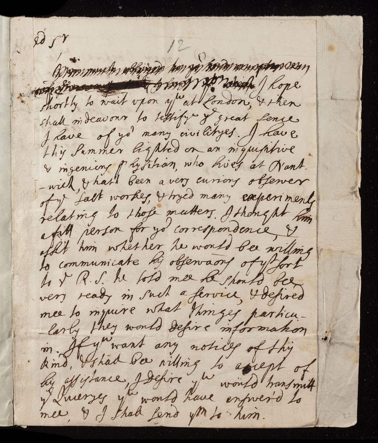 Letter, from Joseph Glanvill to Henry Oldenburg | The Royal Society ...