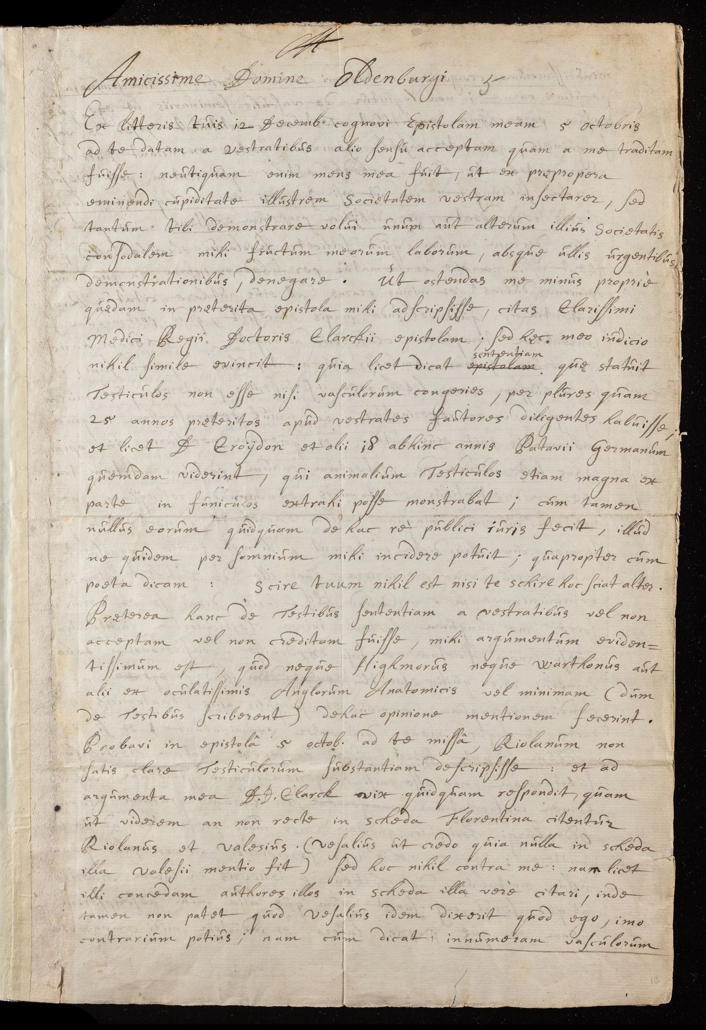 Letter, from Regnier de Graaf to Henry Oldenburg, dated at Delft | The ...