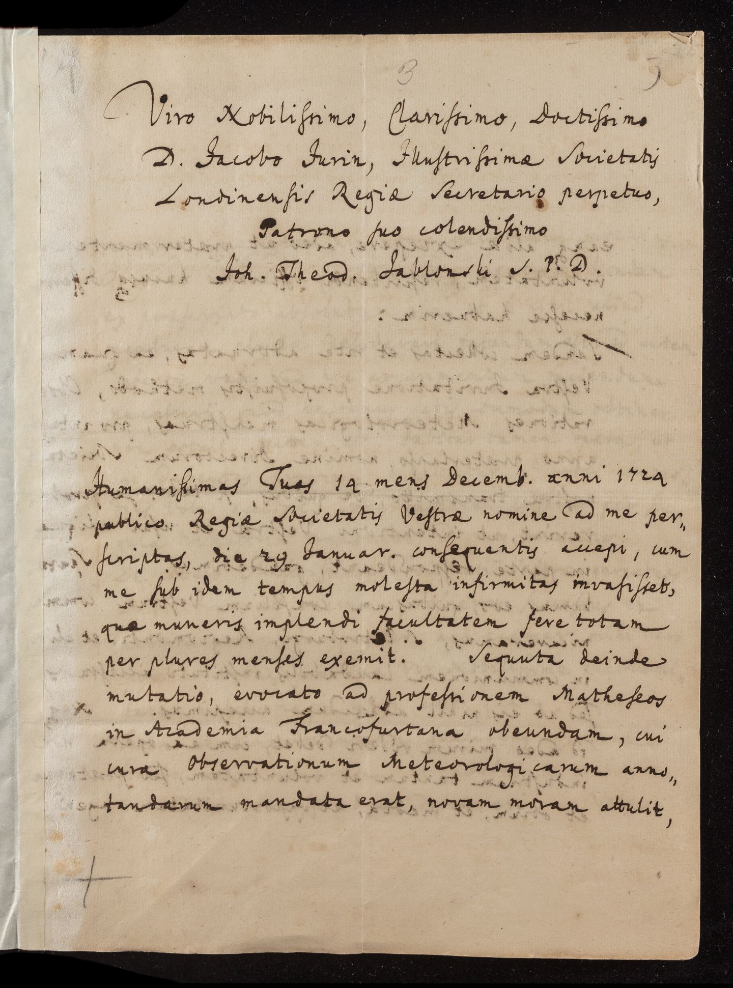 Letter, from John Jablonski to James Jurin, dated at Berlin | The Royal ...