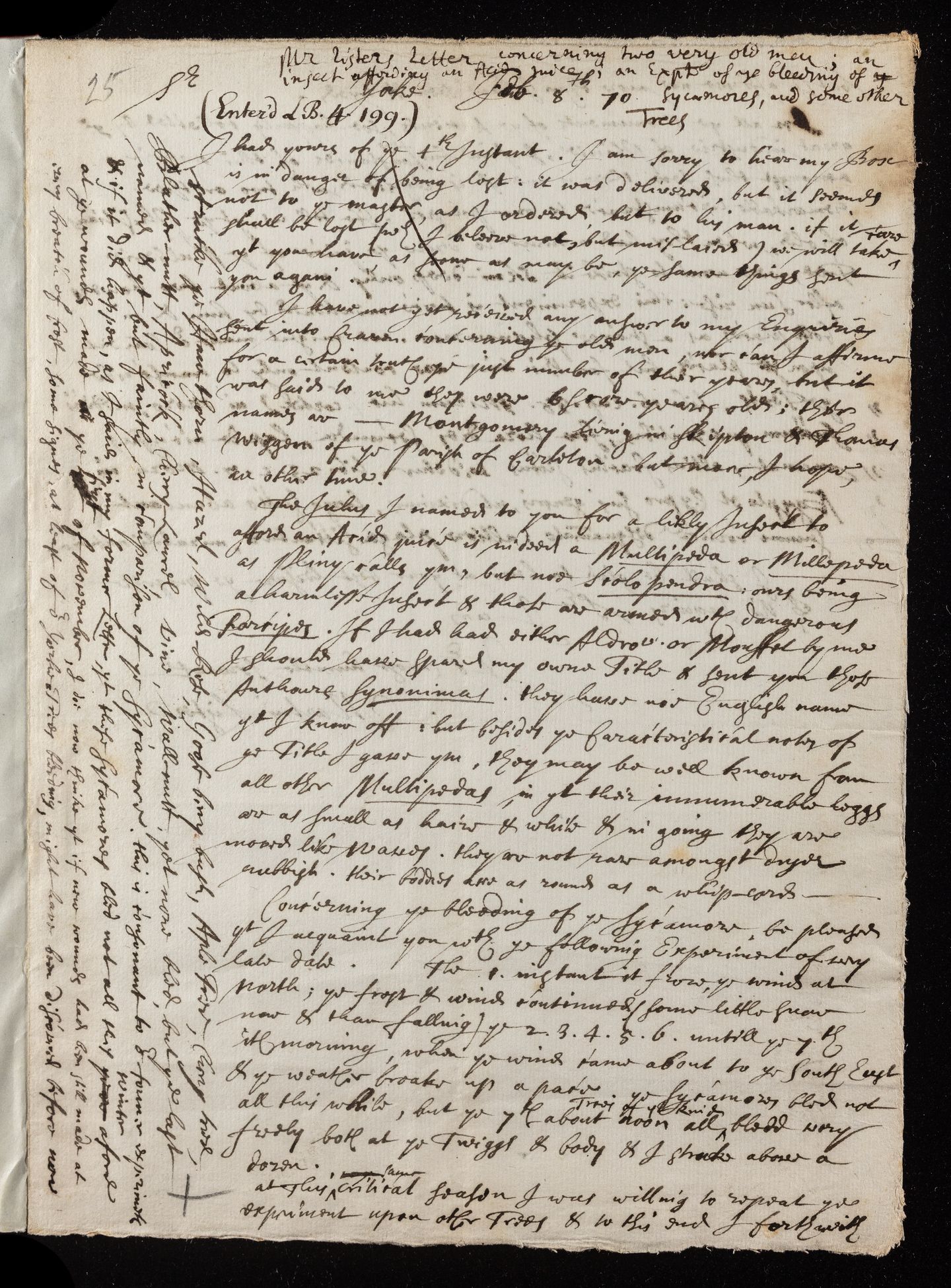 Letter, from Martin Lister to Henry Oldenburg, dated at York | The ...
