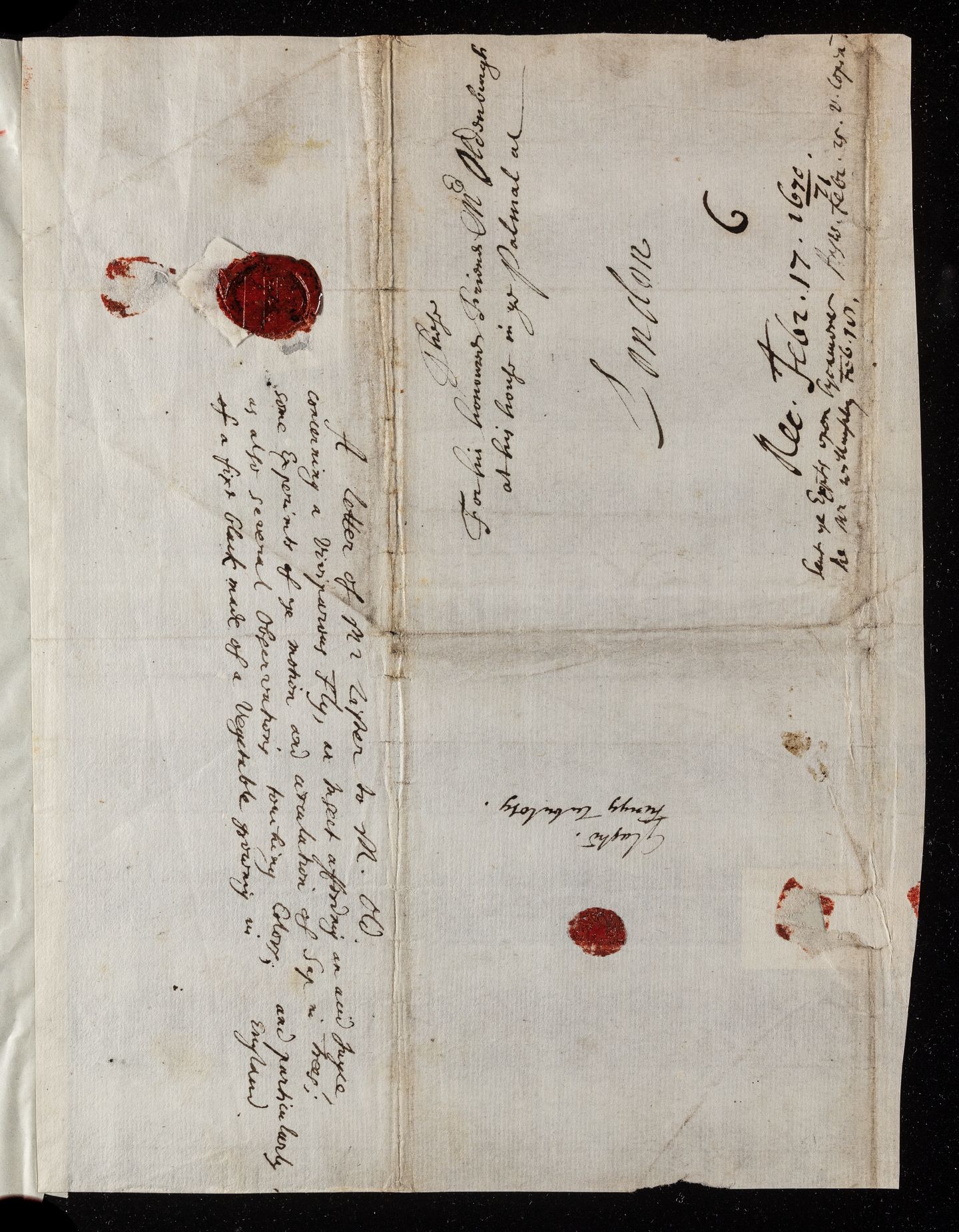 Letter, from Martin Lister to Henry Oldenburg, dated at York | The ...