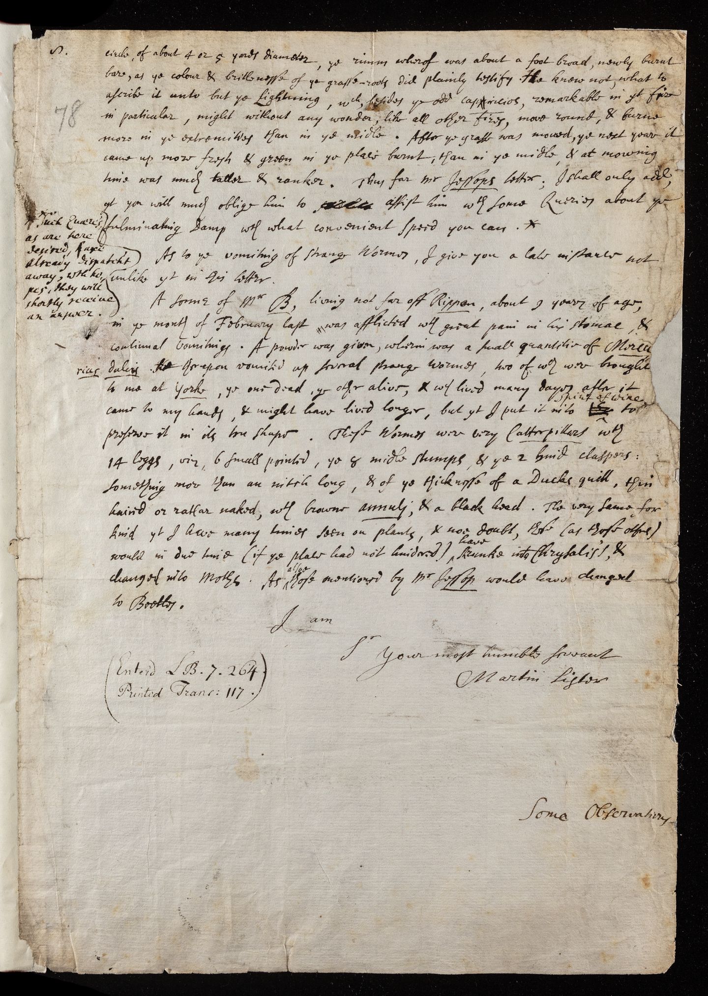 Letter, from Martin Lister to Henry Oldenburg | The Royal Society ...