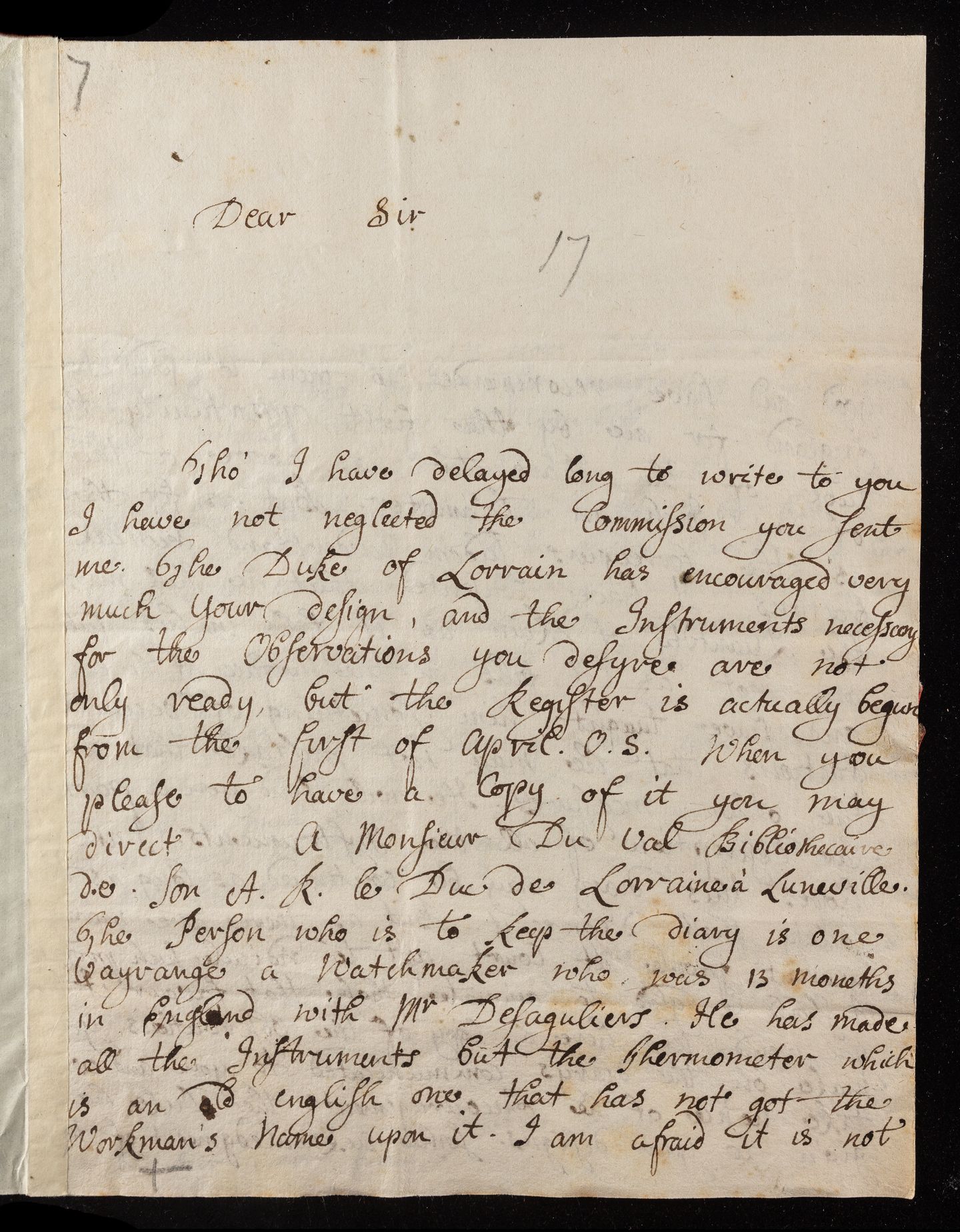 Letter, from Colin McLaurin to James Jurin, dated at Luneville | The ...