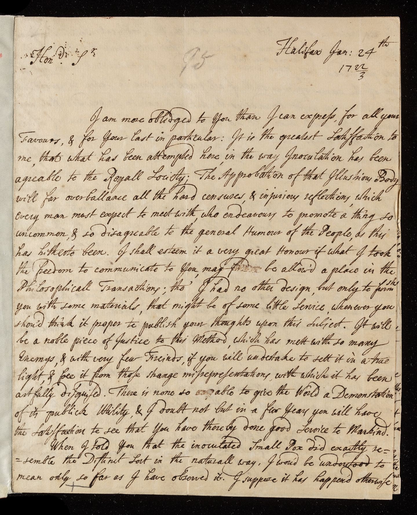 Letter, from Thomas Nettleton to James Jurin, dated at Halifax | The ...