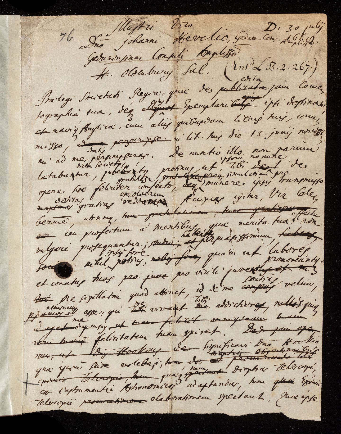 Letter, from Henry Oldenburg to Johannes Hevelius | The Royal Society ...