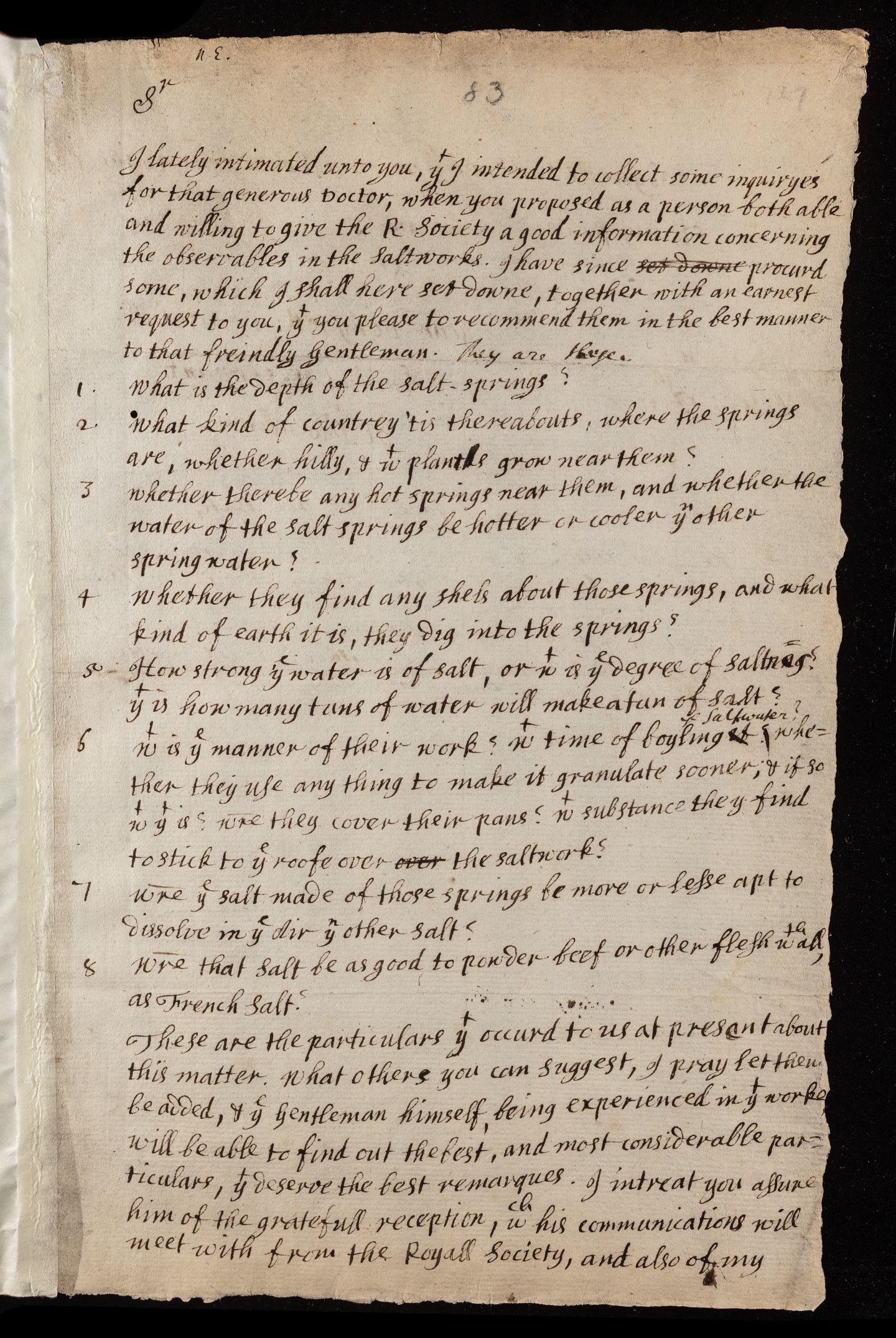 Letter, from Henry Oldenburg to [Joseph] Glanvill, dated at London ...