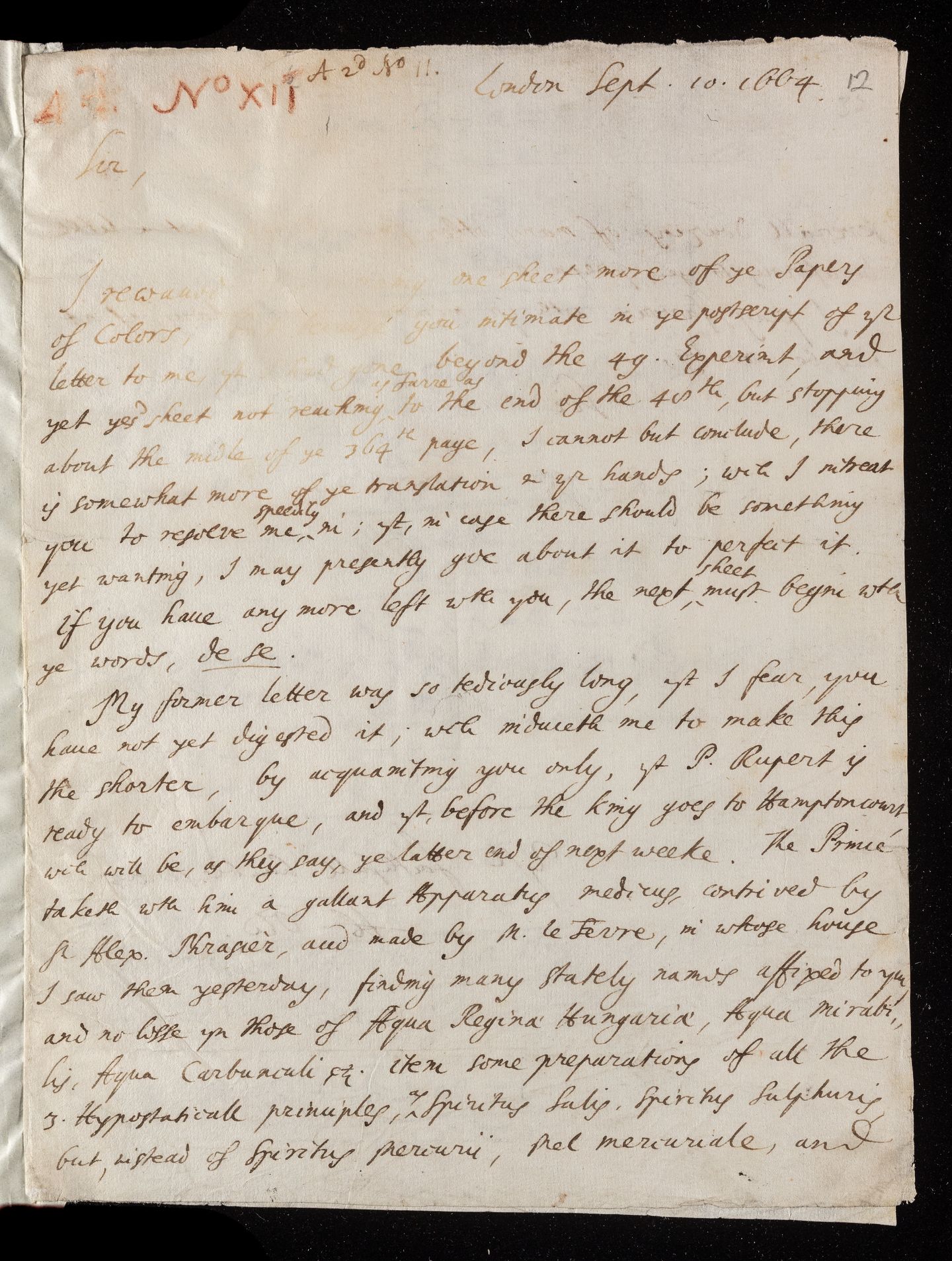 Letter, from Henry Oldenburg to Robert Boyle, dated at London | The ...