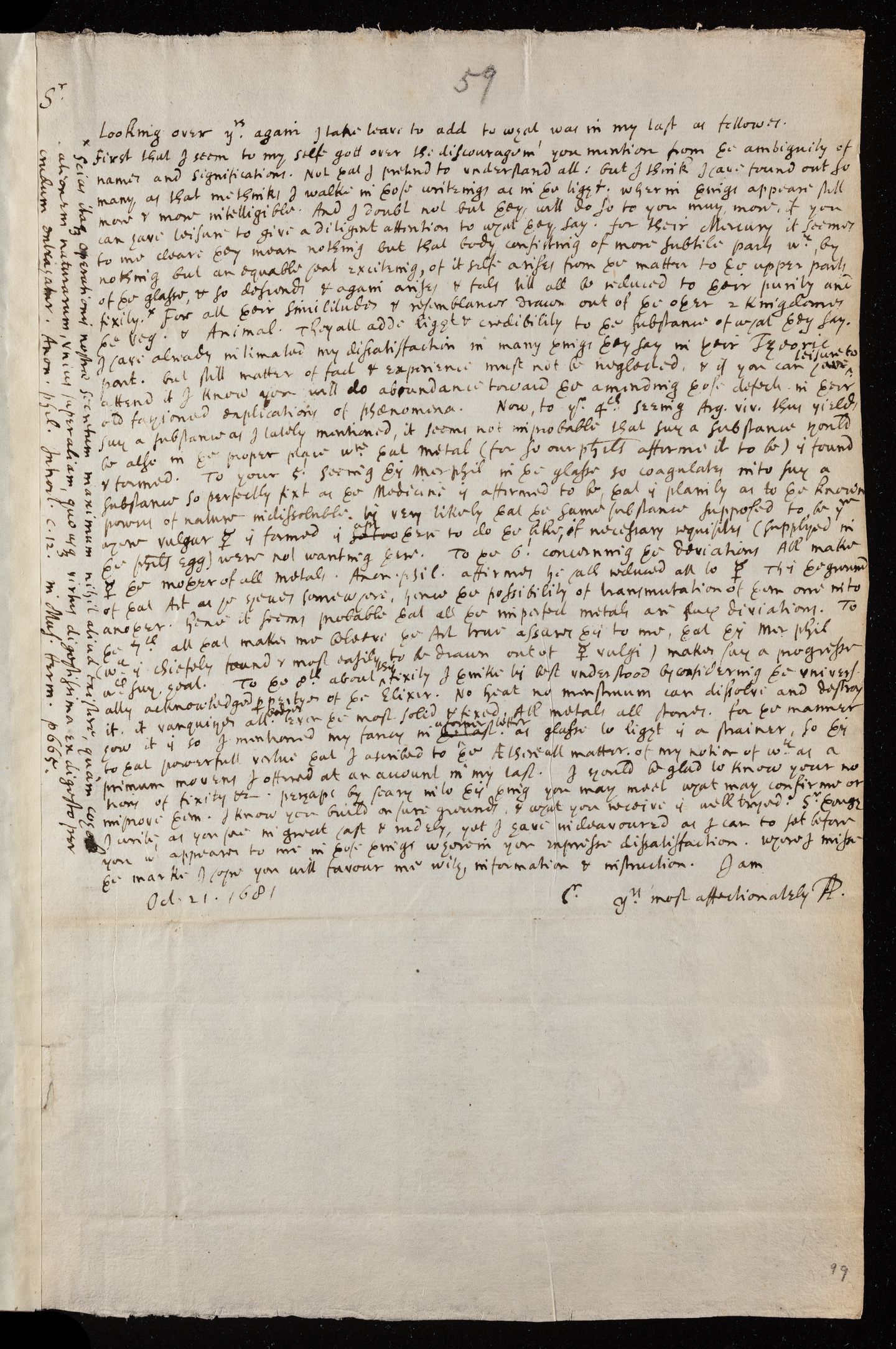 Letter, from Andrew Paschell to Robert Hooke | The Royal Society ...