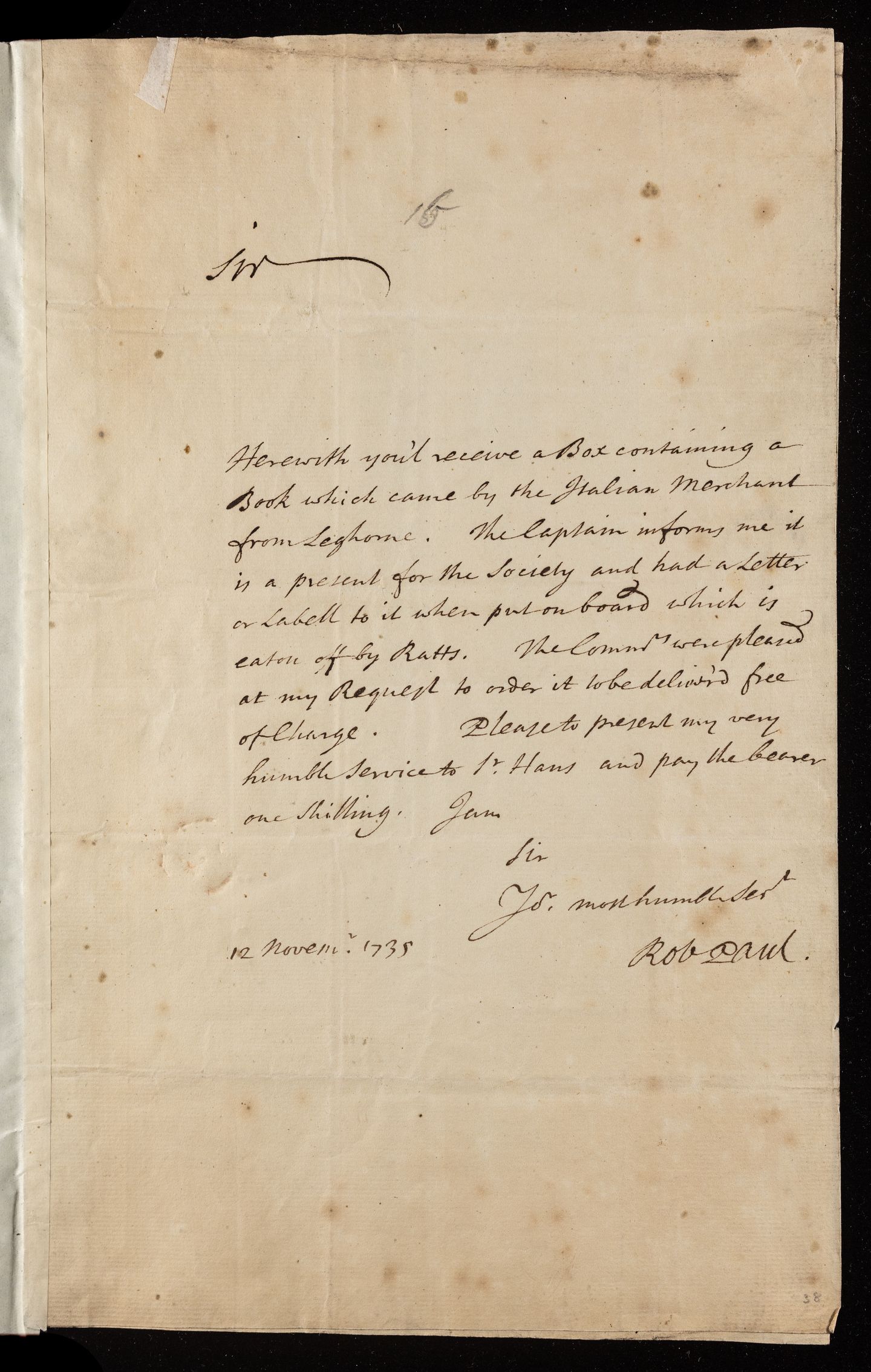 Letter, from Robert Paul to Francis Hauksbee | The Royal Society ...