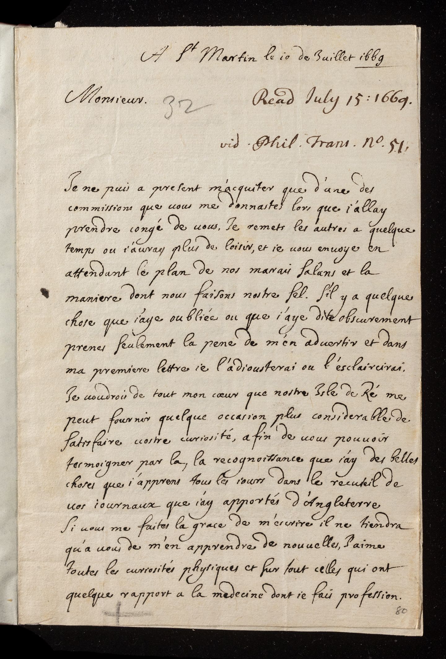 Letter, from Elie Richard to Henry Oldenburg | The Royal Society ...